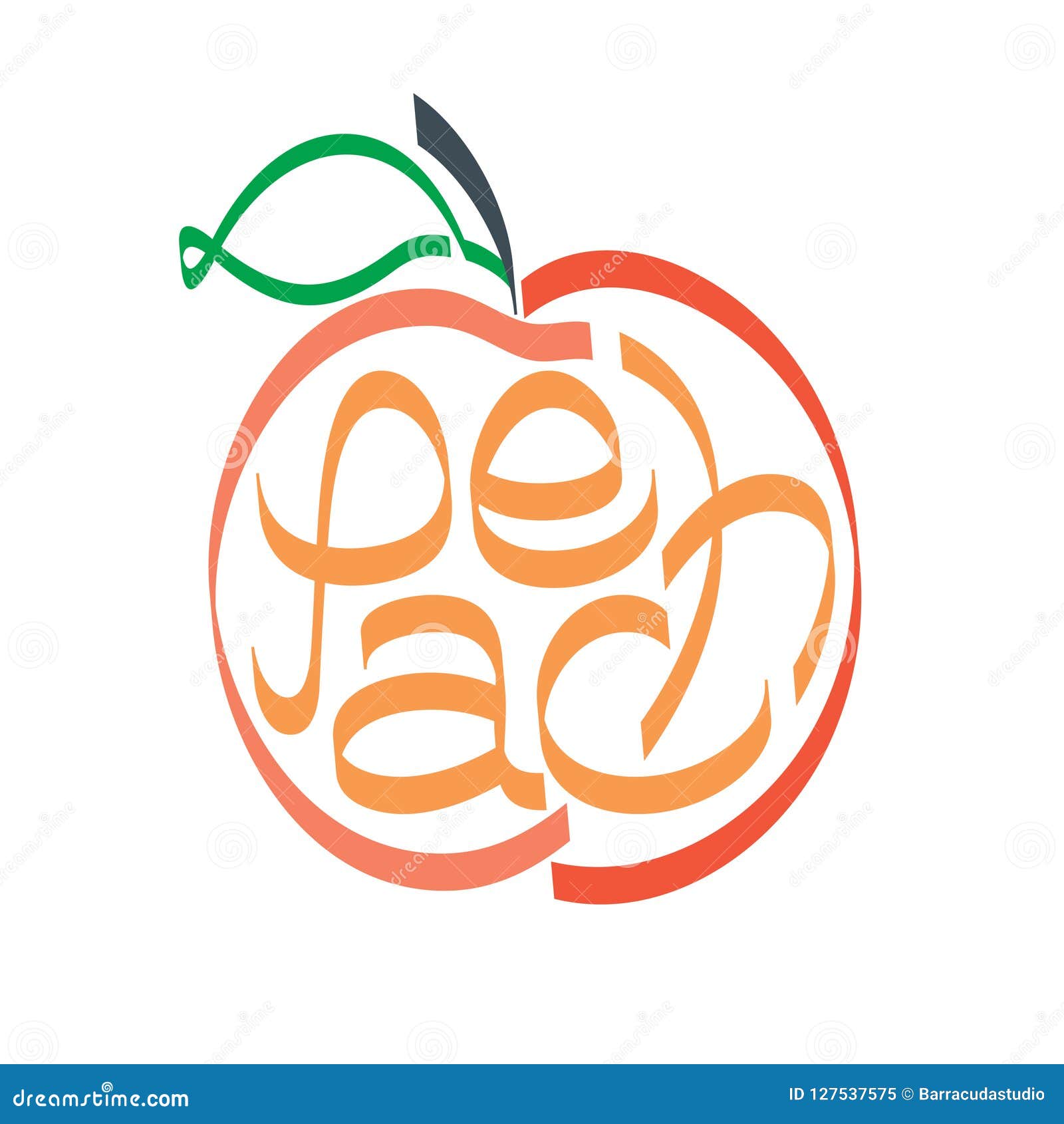 Peach Calligraphy, Typography. Fruit Typography. Stock Vector ...