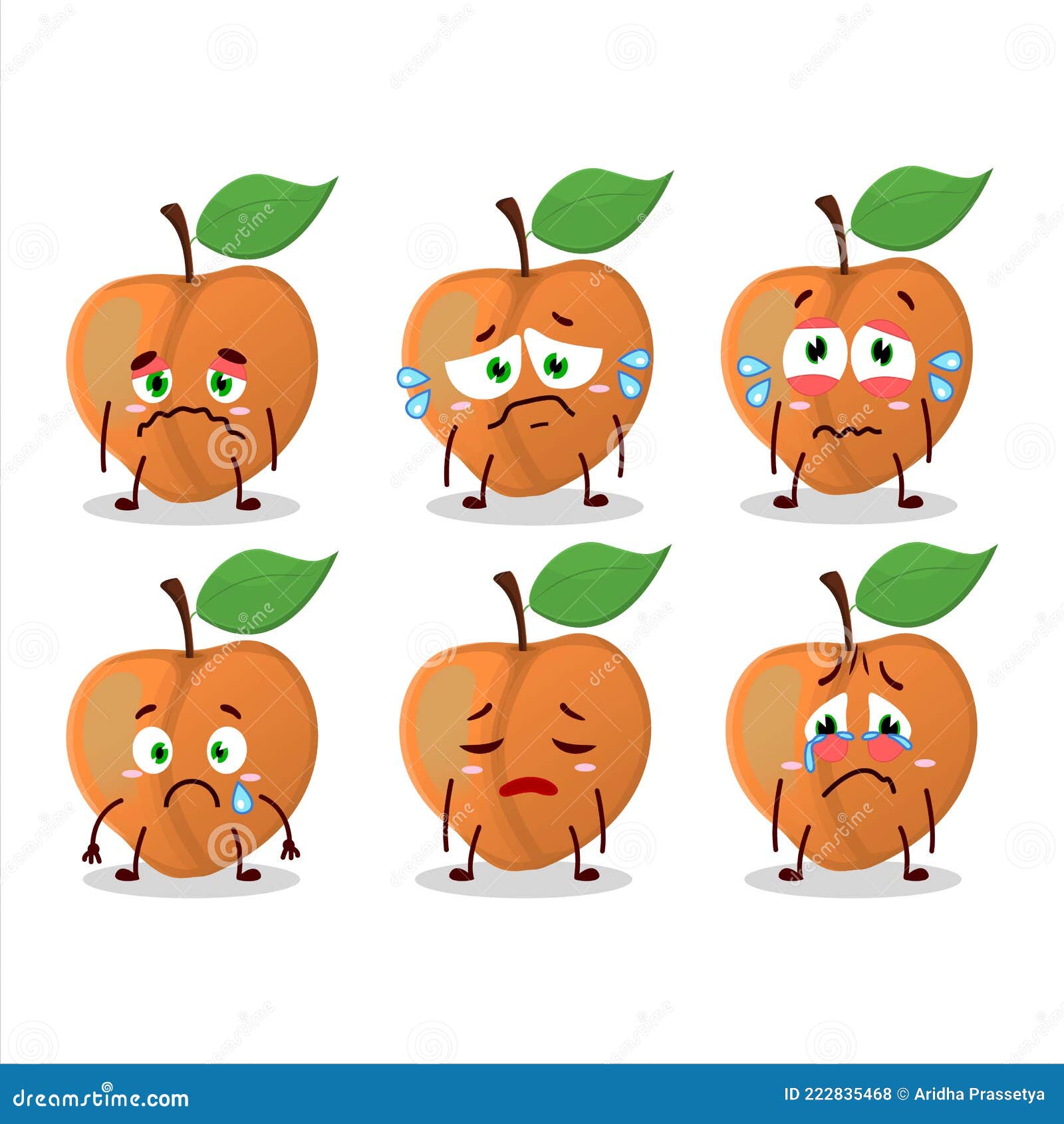 Peach Cartoon in Character with Sad Expression Stock Vector ...