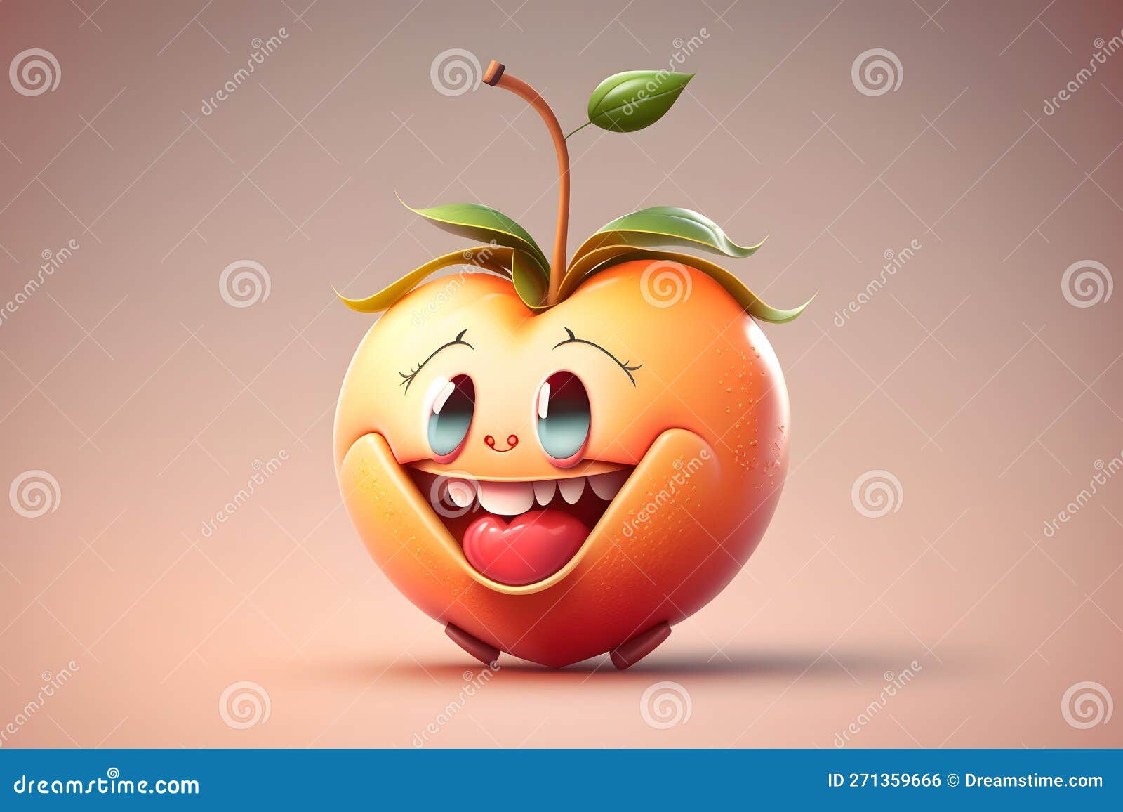 Peach cartoon character. stock illustration. Illustration of petal ...