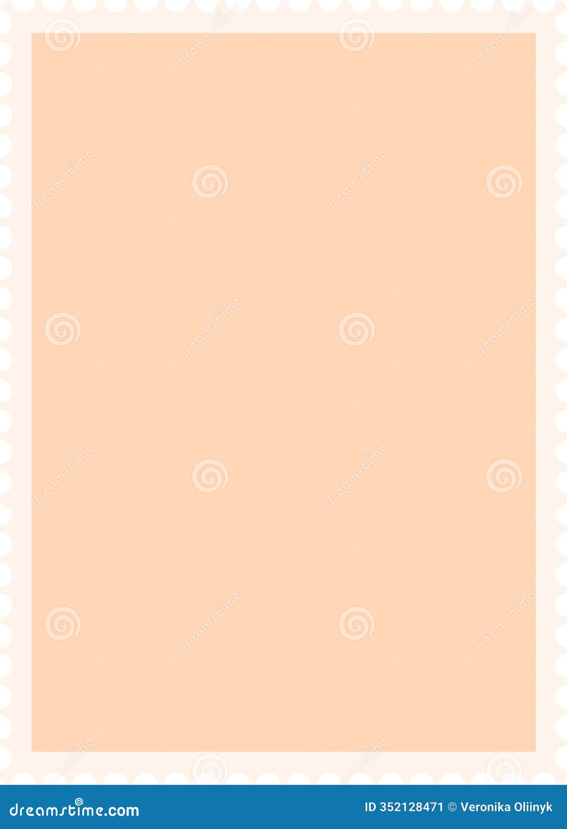 Peach Colored Blank Postage Stamp Featuring a White Scalloped Border ...