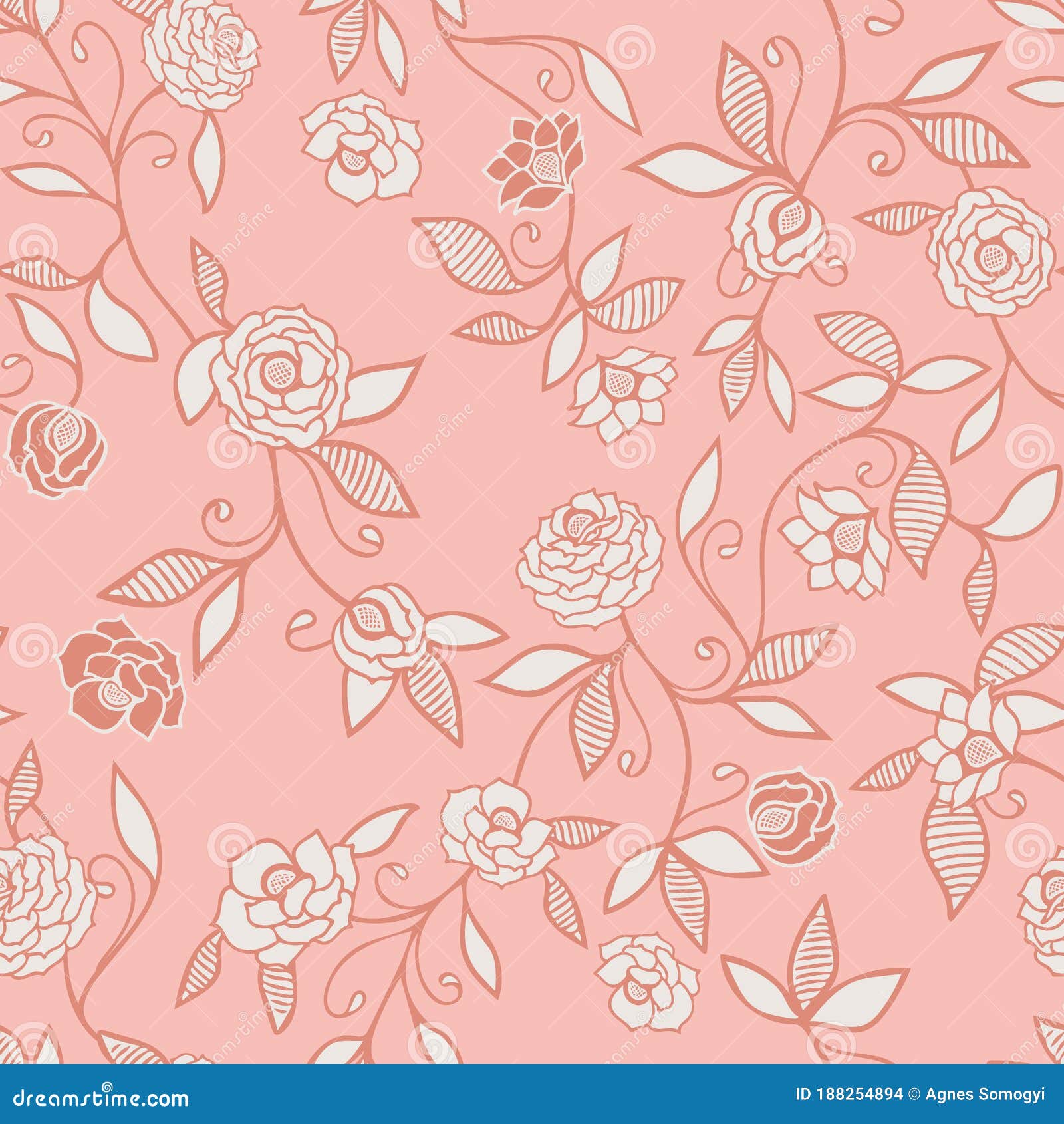 Peach Colored Roses Seamless Floral Pattern Vector Background for ...