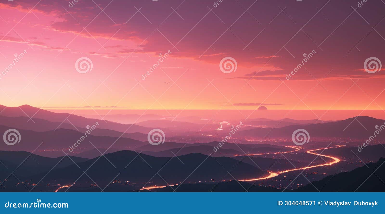Peach Colored Sunrise Over the Mountains. Beautiful Landscape Stock ...