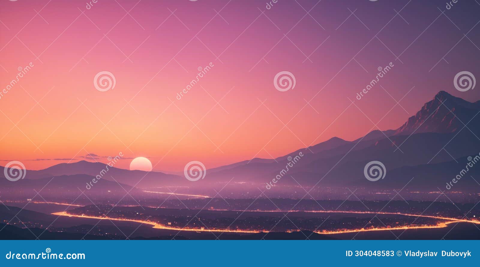 Peach Colored Sunrise Over the Mountains. Beautiful Landscape Stock ...
