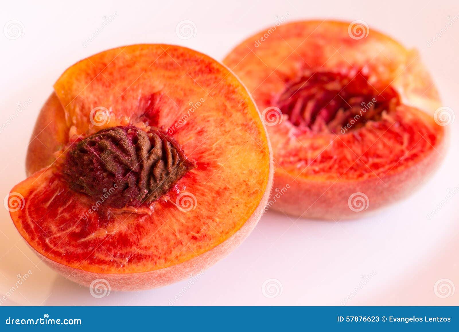 Peach Cut In Half On White Royalty-Free Stock Photography ...