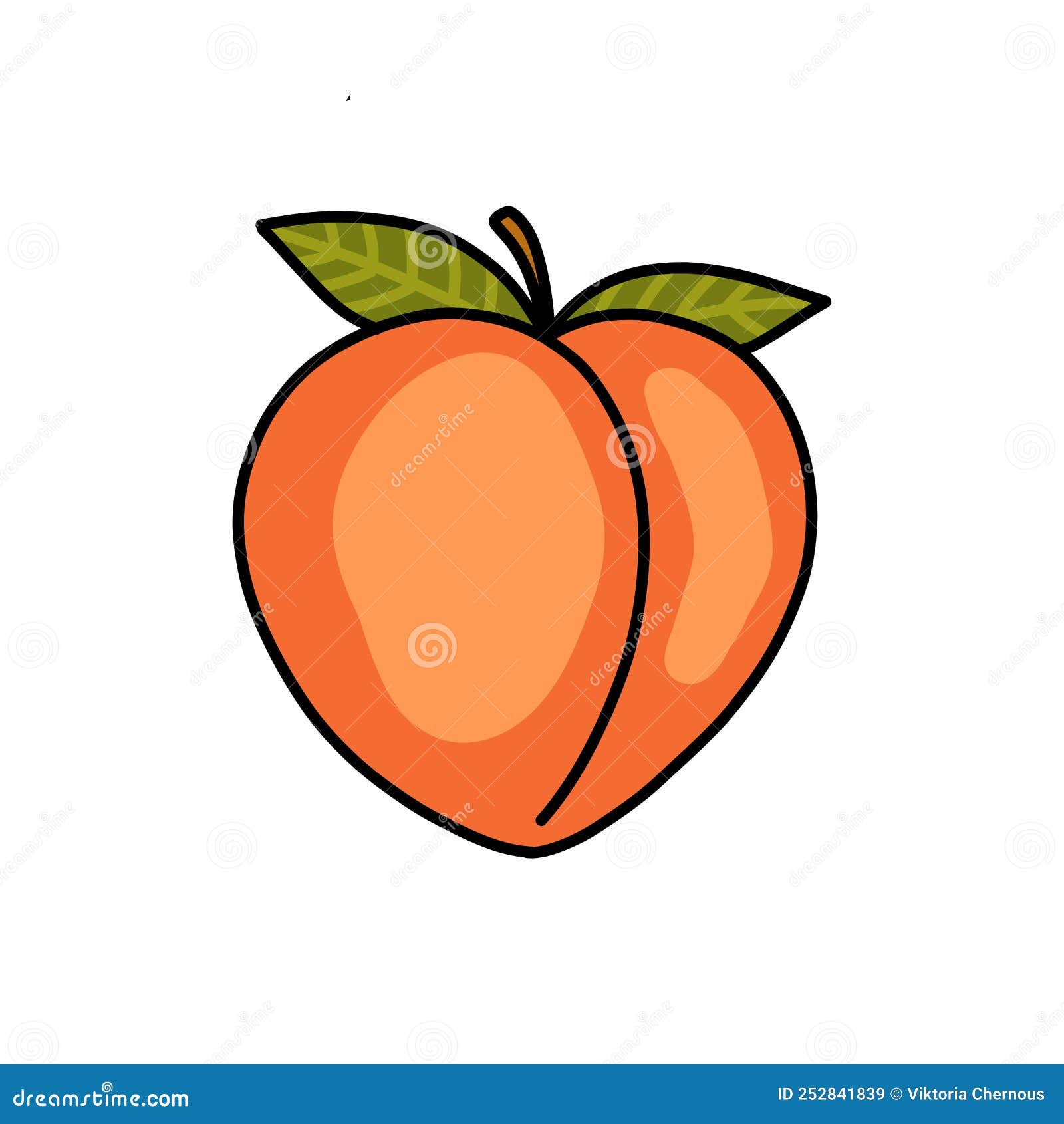 Peach Doodle Icon, Vector Color Line Illustration Stock Vector ...