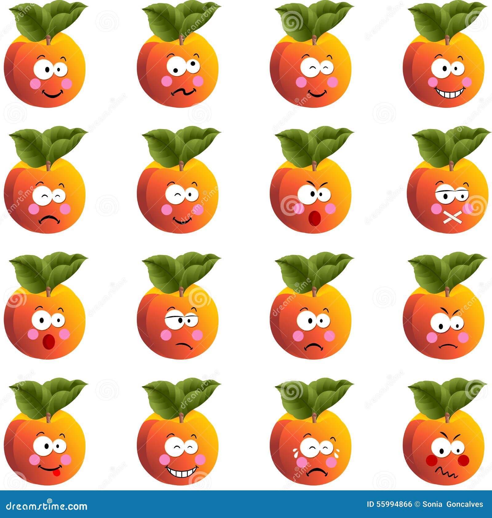 Peach with Feature a Different Expression Stock Vector - Illustration ...