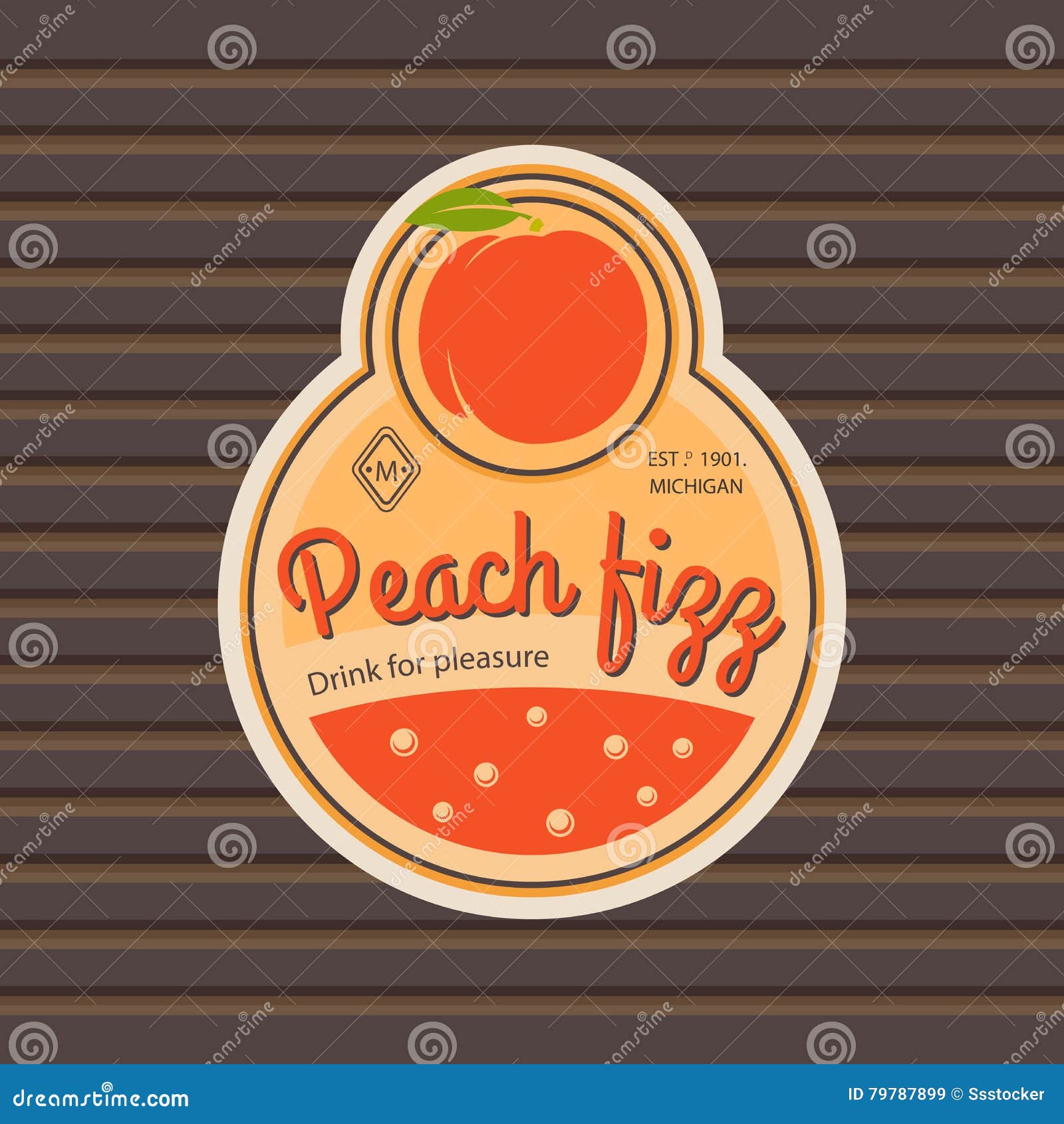 Peach Fizz Retro Fruit Label Stock Vector - Illustration of icon, label ...