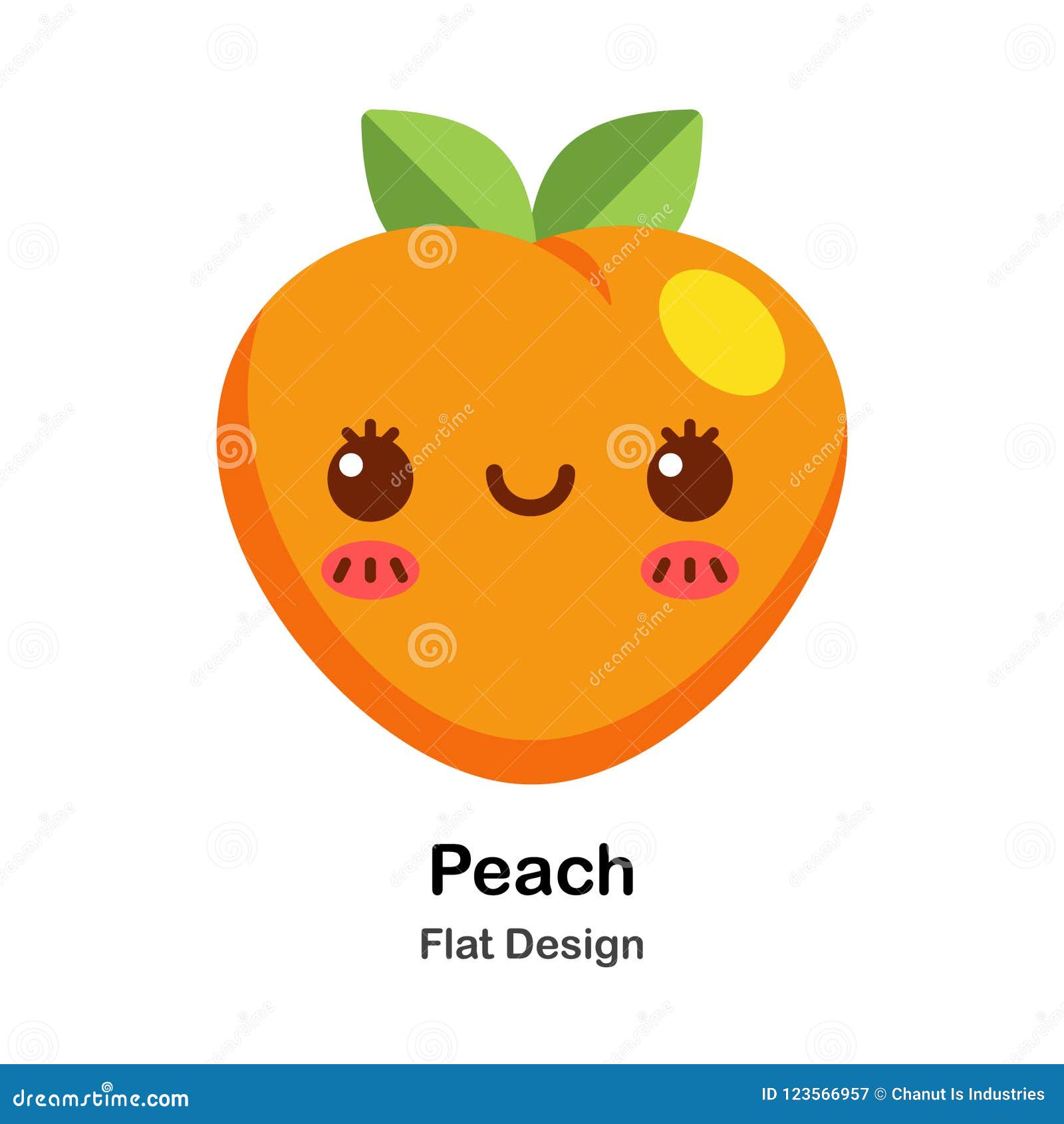 Peach Flat Icon stock vector. Illustration of peach - 123566957