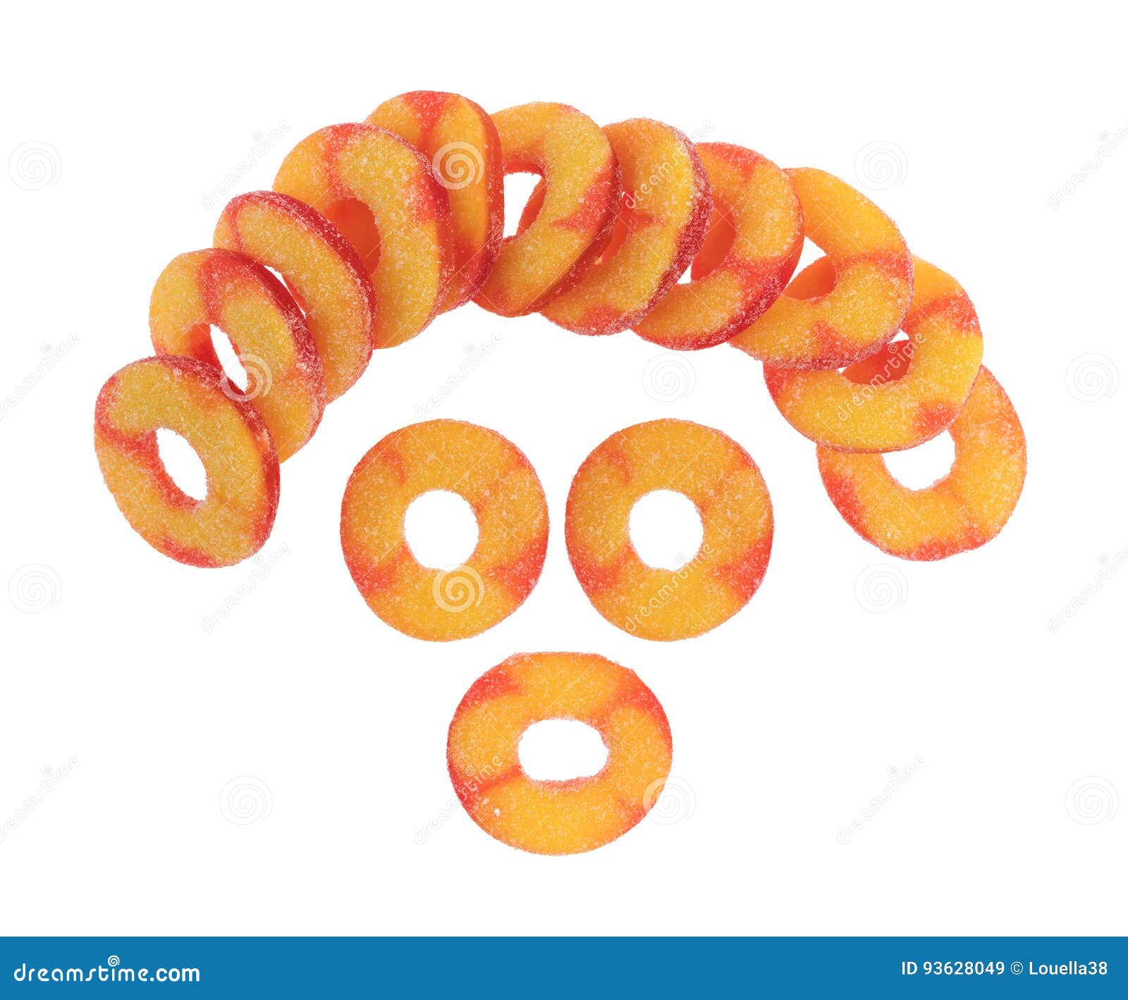 Peach Flavored Candy Rings Shaped As a Face Stock Image - Image of ...