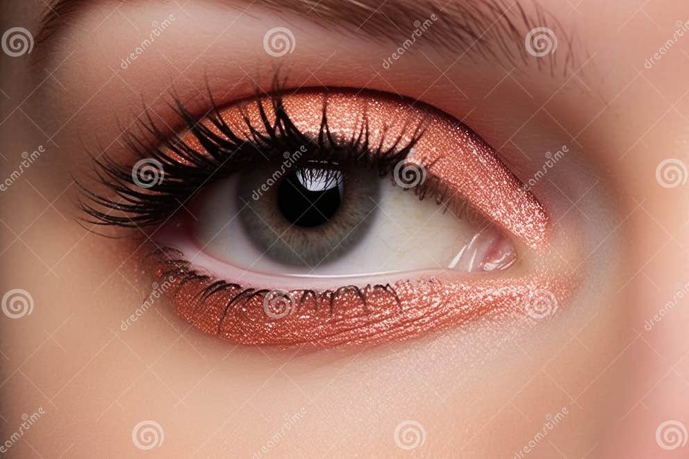 Peach Fluff Style Makeup Emphasizing the Eye Stock Image - Image of ...