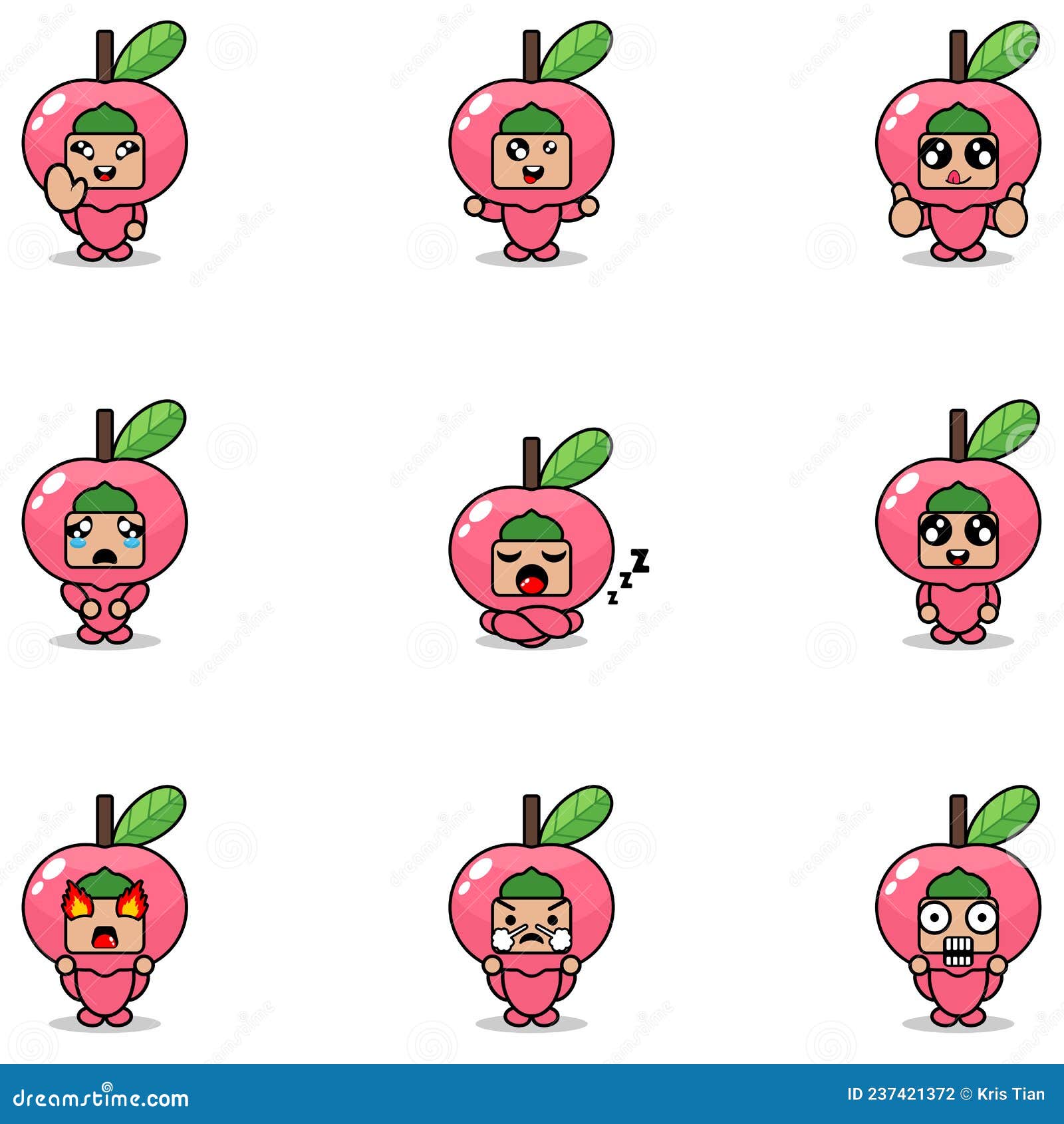 Peach Fruit Expression Bundle Set Stock Vector - Illustration of ...