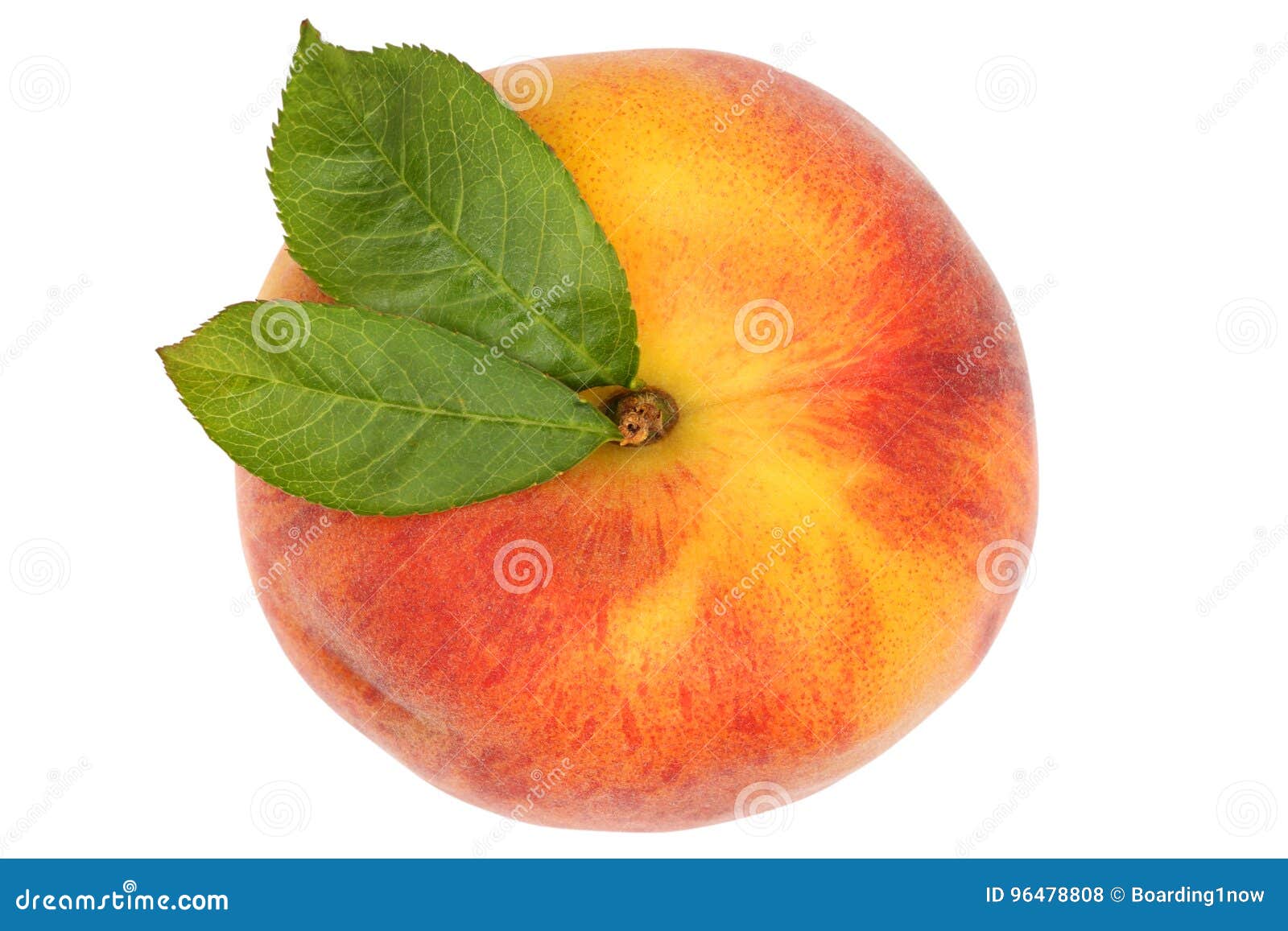 Peach Fruit Top View from Above Isolated on White Stock Photo - Image ...