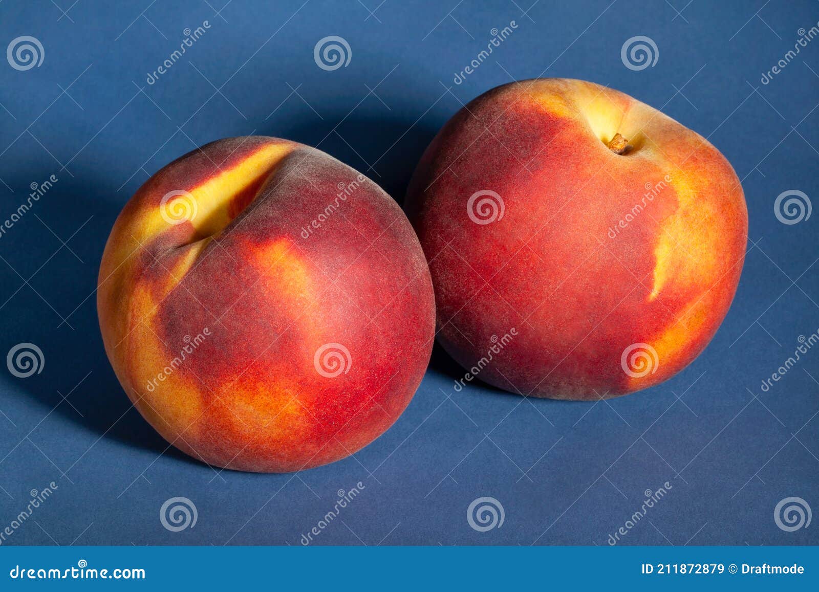Peach group on blue stock image. Image of isolated, ripe - 211872879