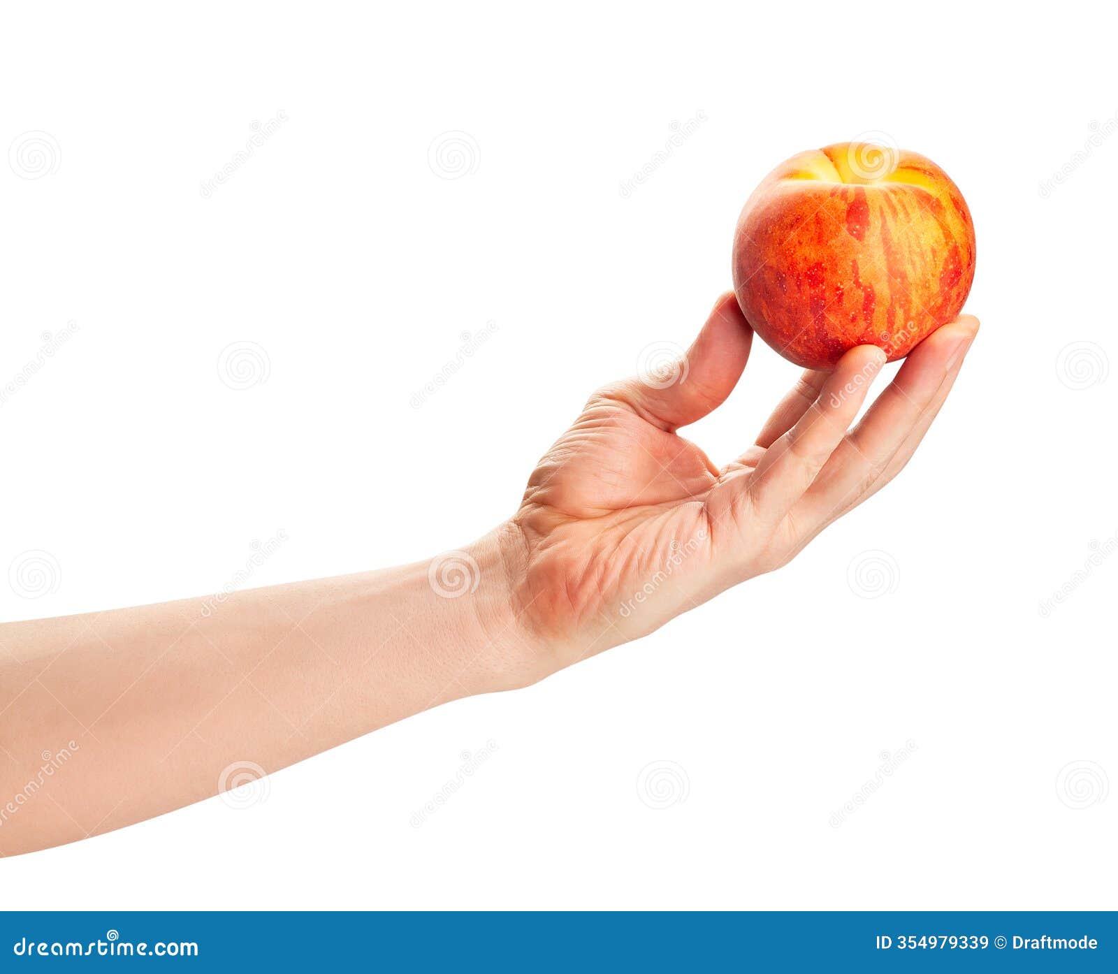 Peach in hand stock image. Image of nutrition, studio - 354979339