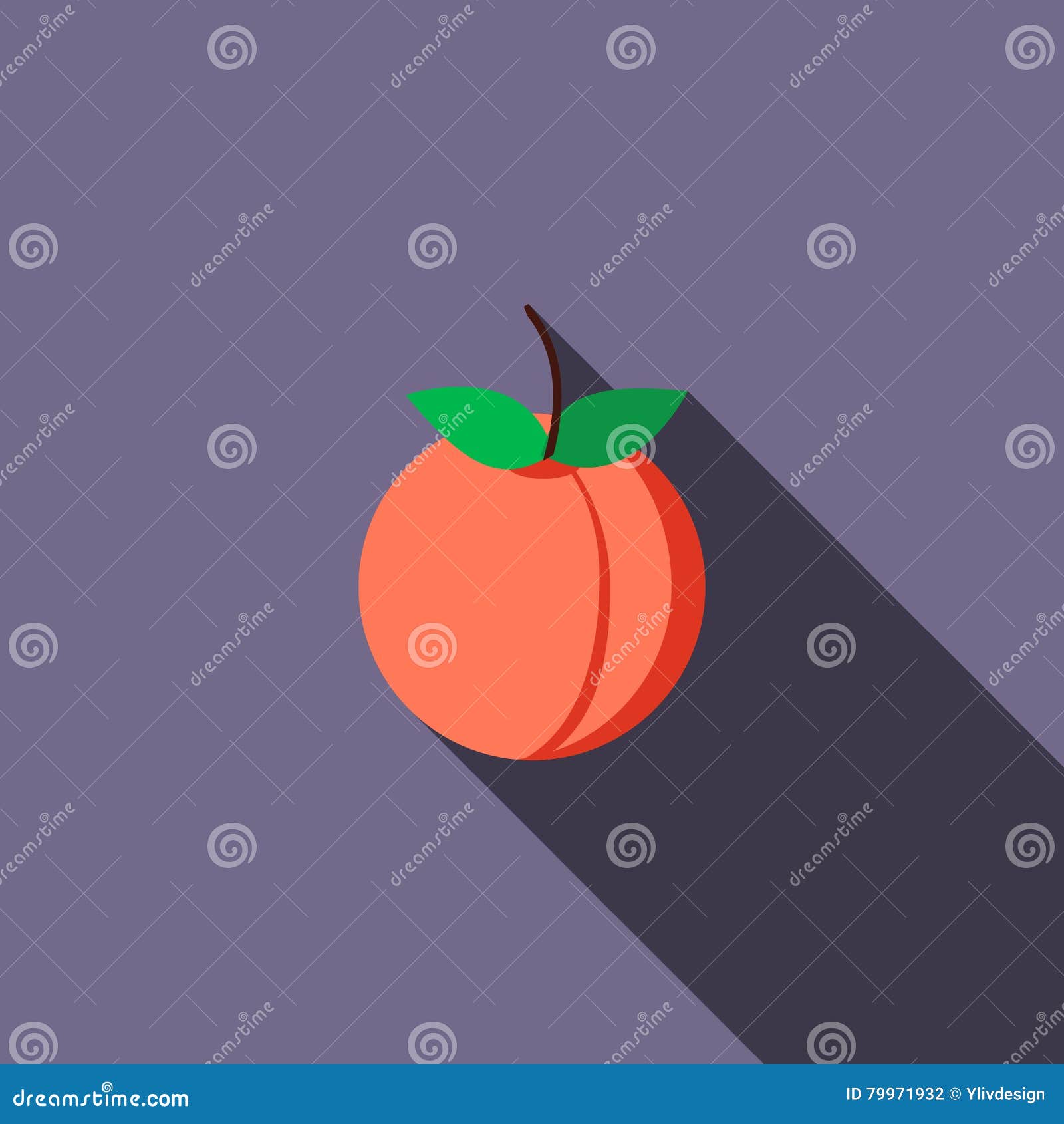 Peach icon, flat style stock vector. Illustration of modern - 79971932