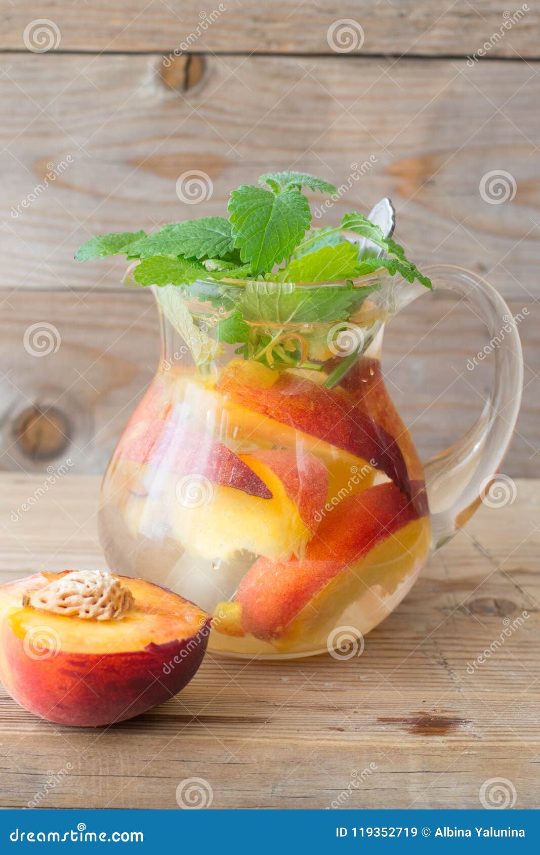 Peach infused water stock image. Image of refreshment - 119352719