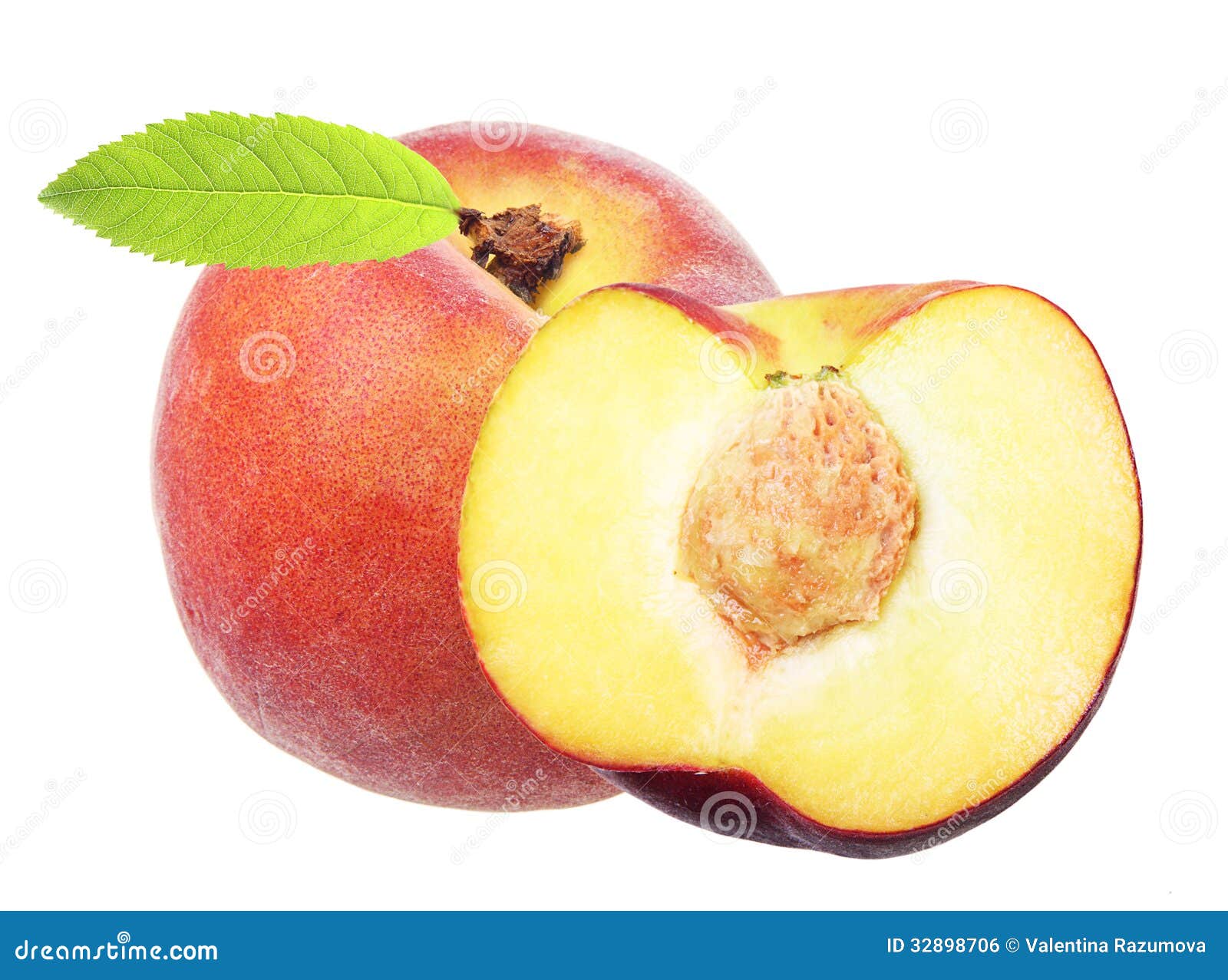 Peach isolated on white stock photo. Image of foliage - 32898706