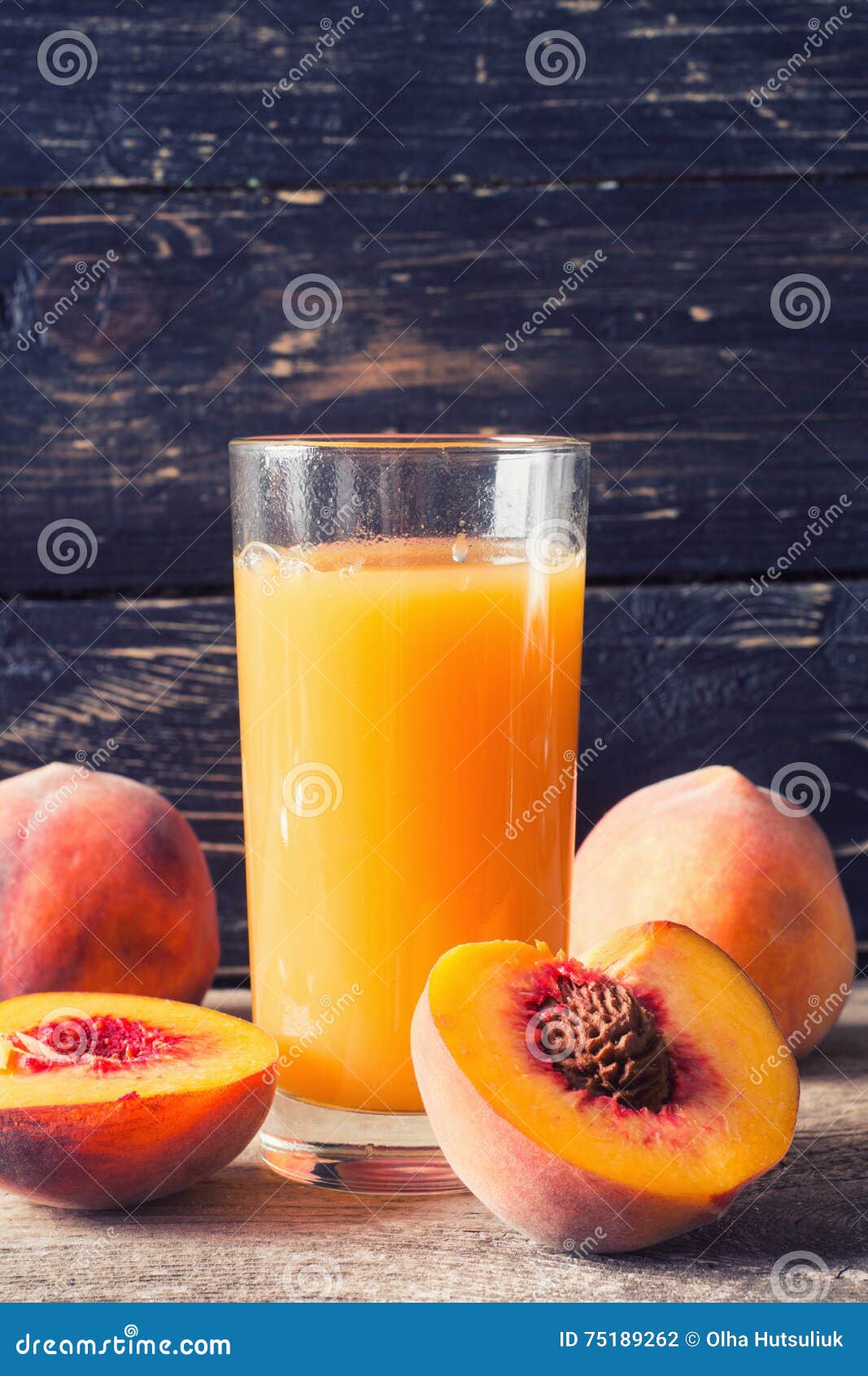 Peach juice in glass stock photo. Image of ripe, freshness - 75189262