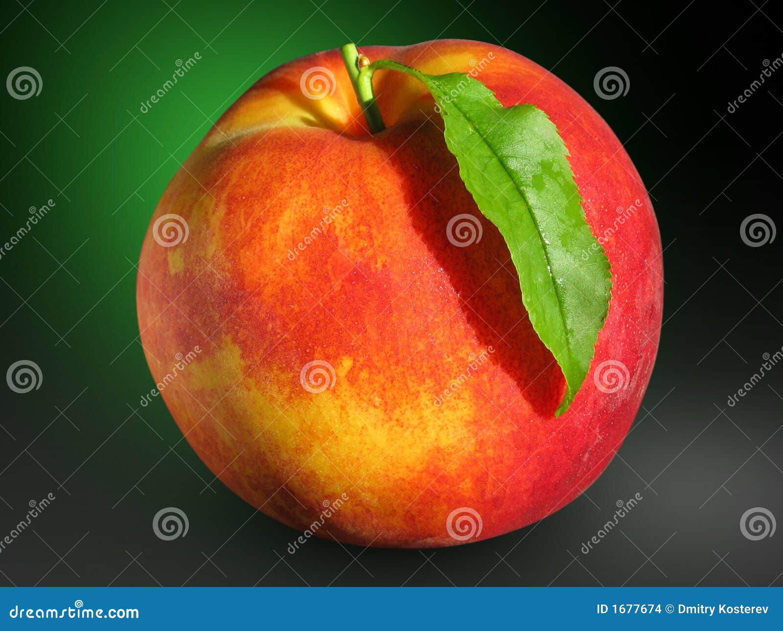 Peach with Leaf stock photo. Image of nutrition, fresh - 1677674
