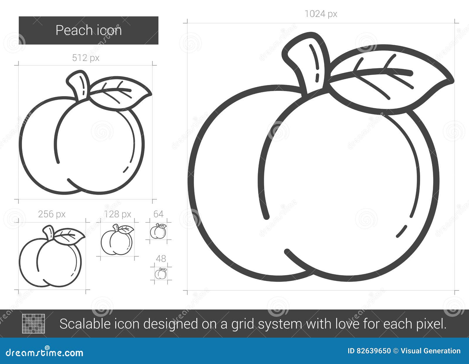 Peach line icon. stock vector. Illustration of graphic - 82639650