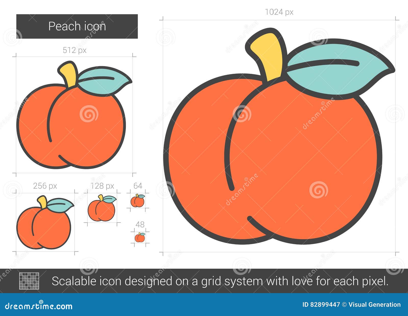 Peach line icon. stock vector. Illustration of linear - 82899447