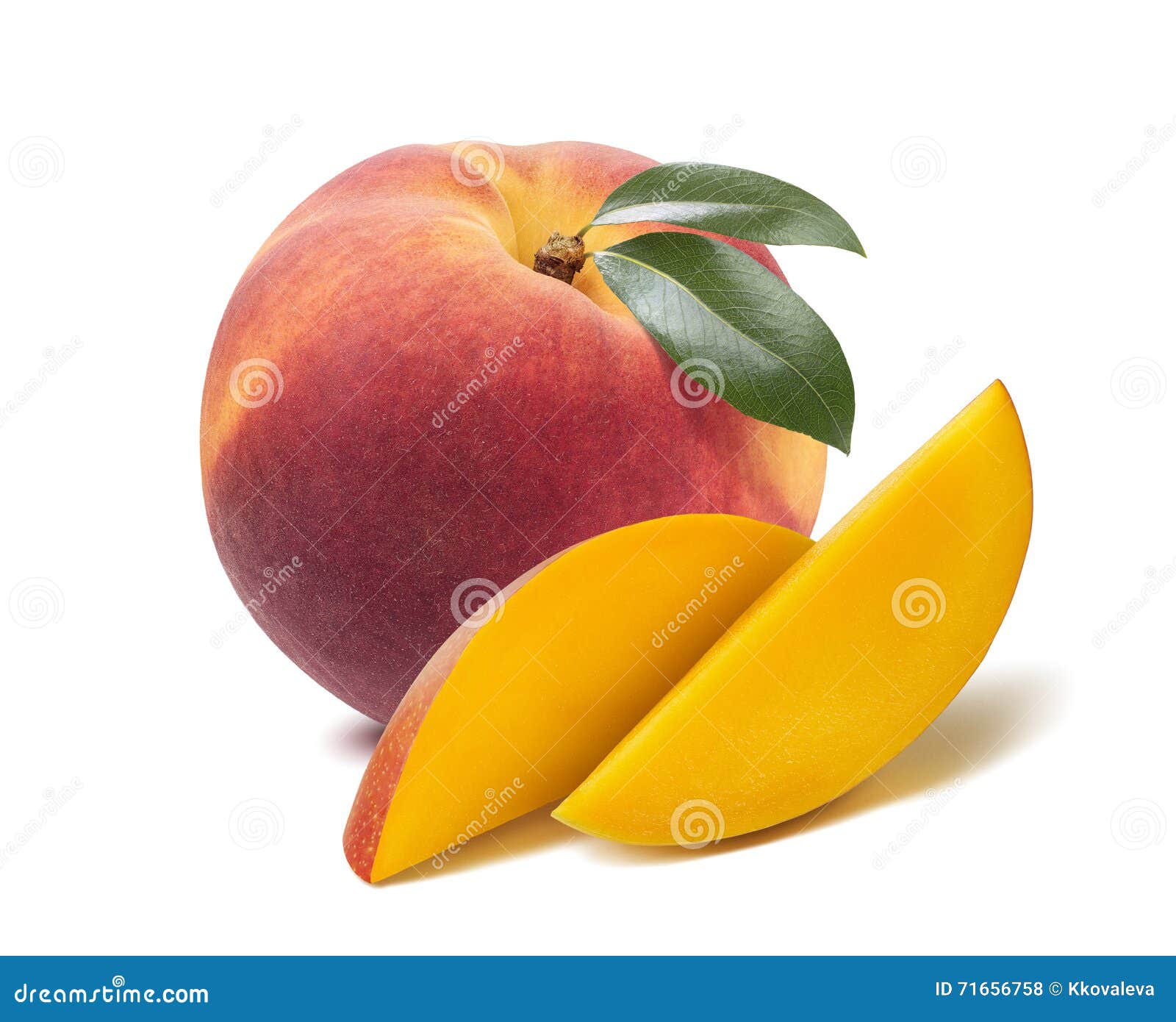 Mango Peach Whole Slices Isolated On White Background Royalty-Free ...