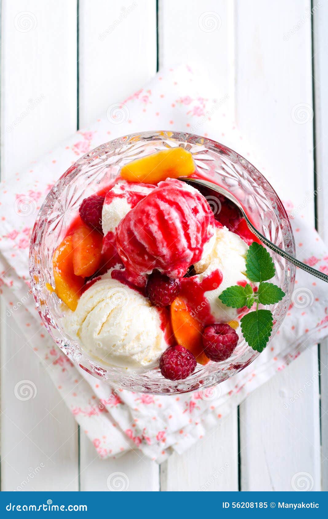 Peach melba dessert stock image. Image of peach, sauce - 56208185
