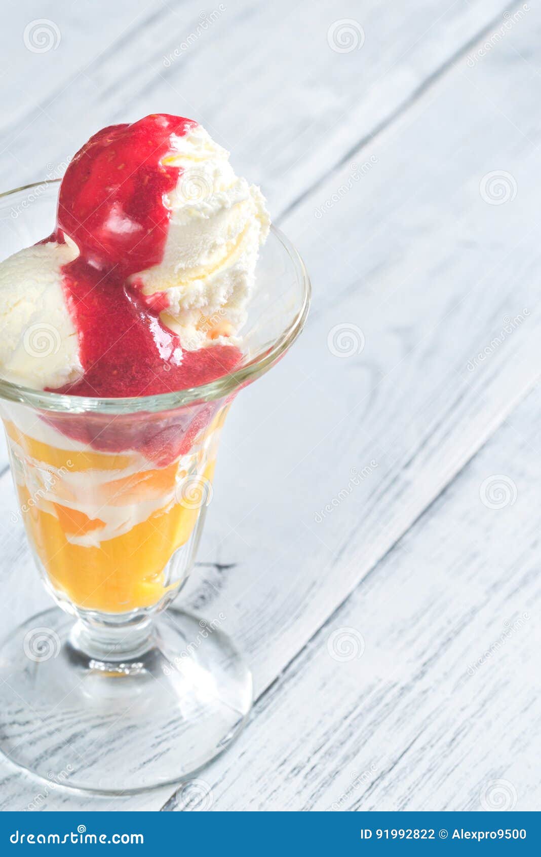 Peach Melba ice cream stock photo. Image of melba, dessert - 91992822