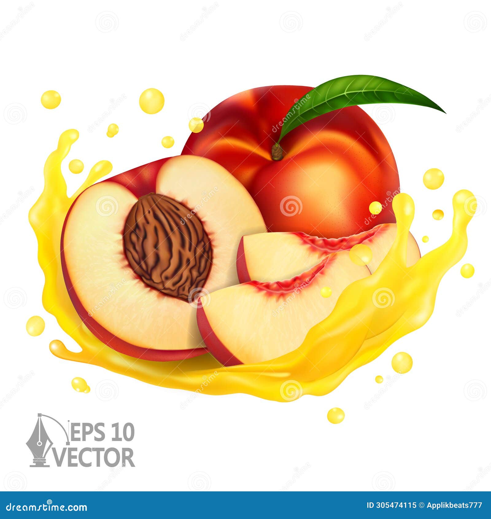 Realistic Nectarine Rendering On White Background Royalty Free