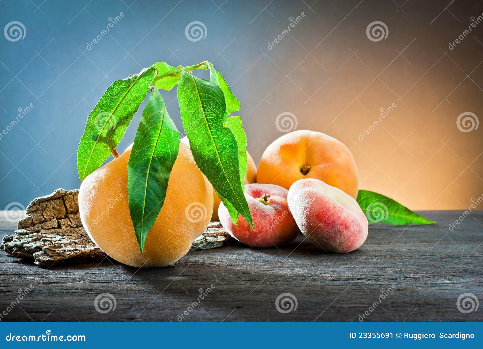 Peach on old wood stock image. Image of harvest, orange - 23355691