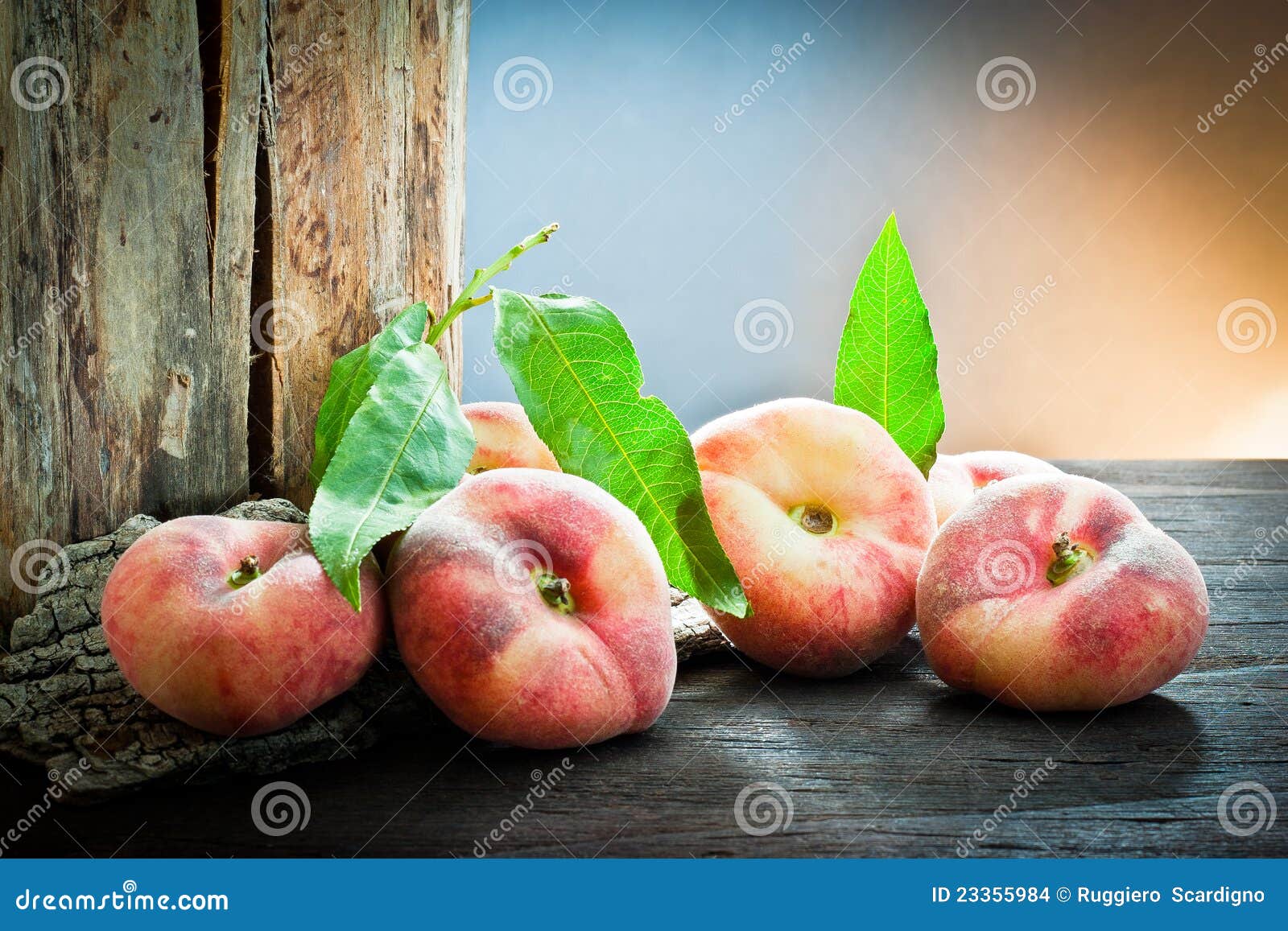 Peach on old wood stock photo. Image of diet, fruit, plant - 23355984