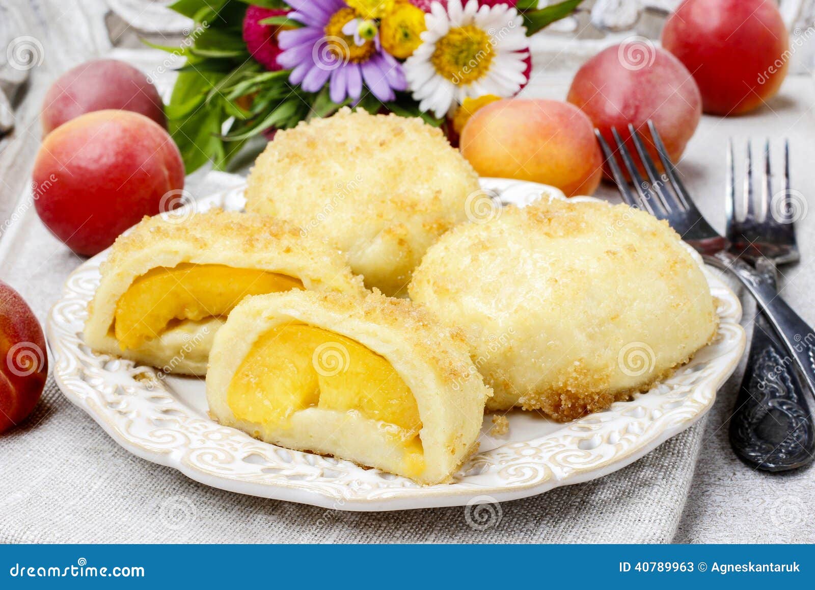 Peach in Pastry, Popular Austrian Dish Stock Image - Image of delicate ...