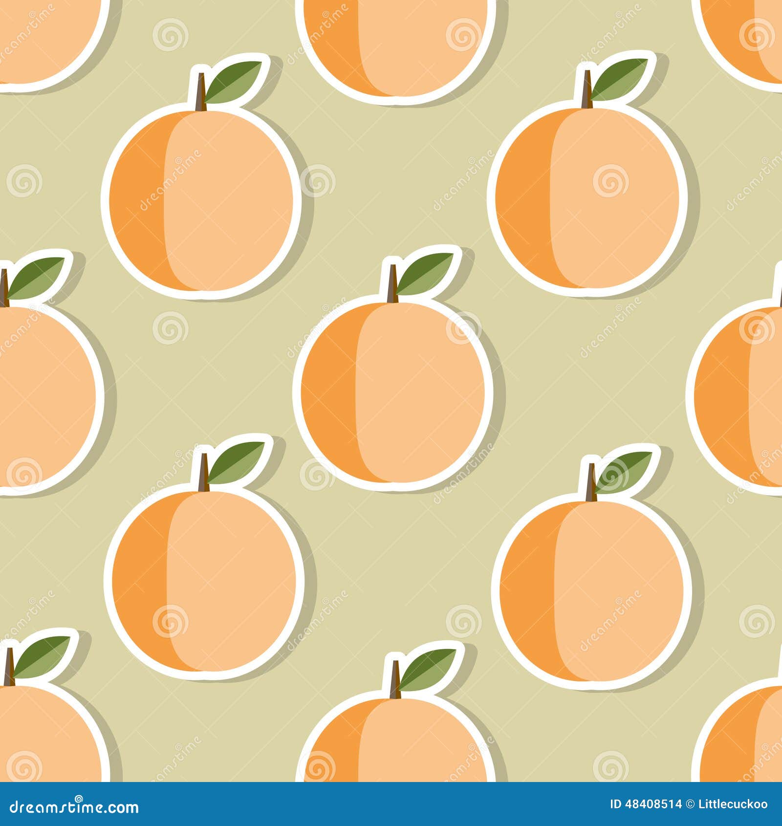 Peach Pattern. Seamless Texture with Ripe Peaches Stock Vector ...