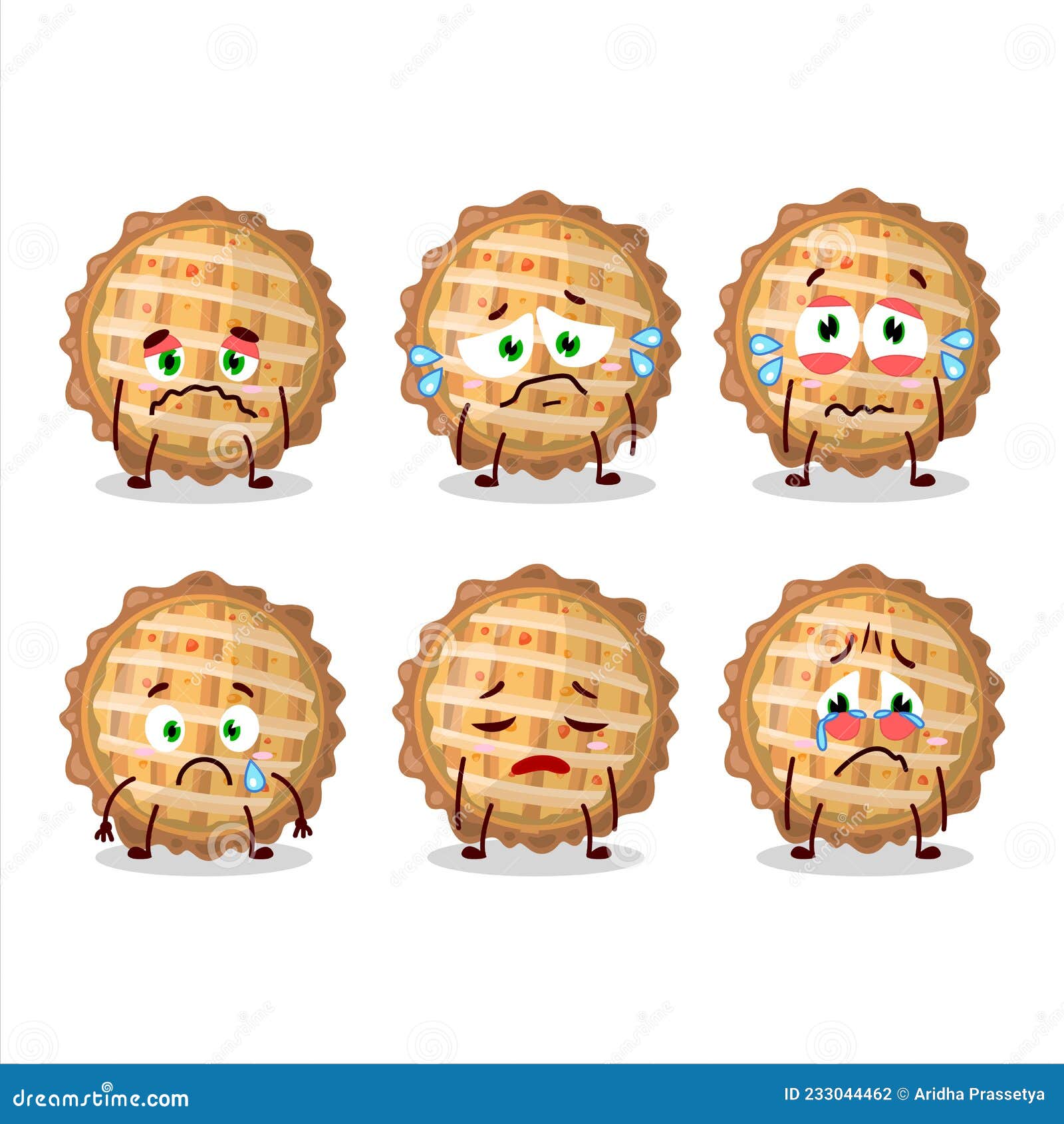 Peach Pie Cartoon Character with Sad Expression Stock Vector ...