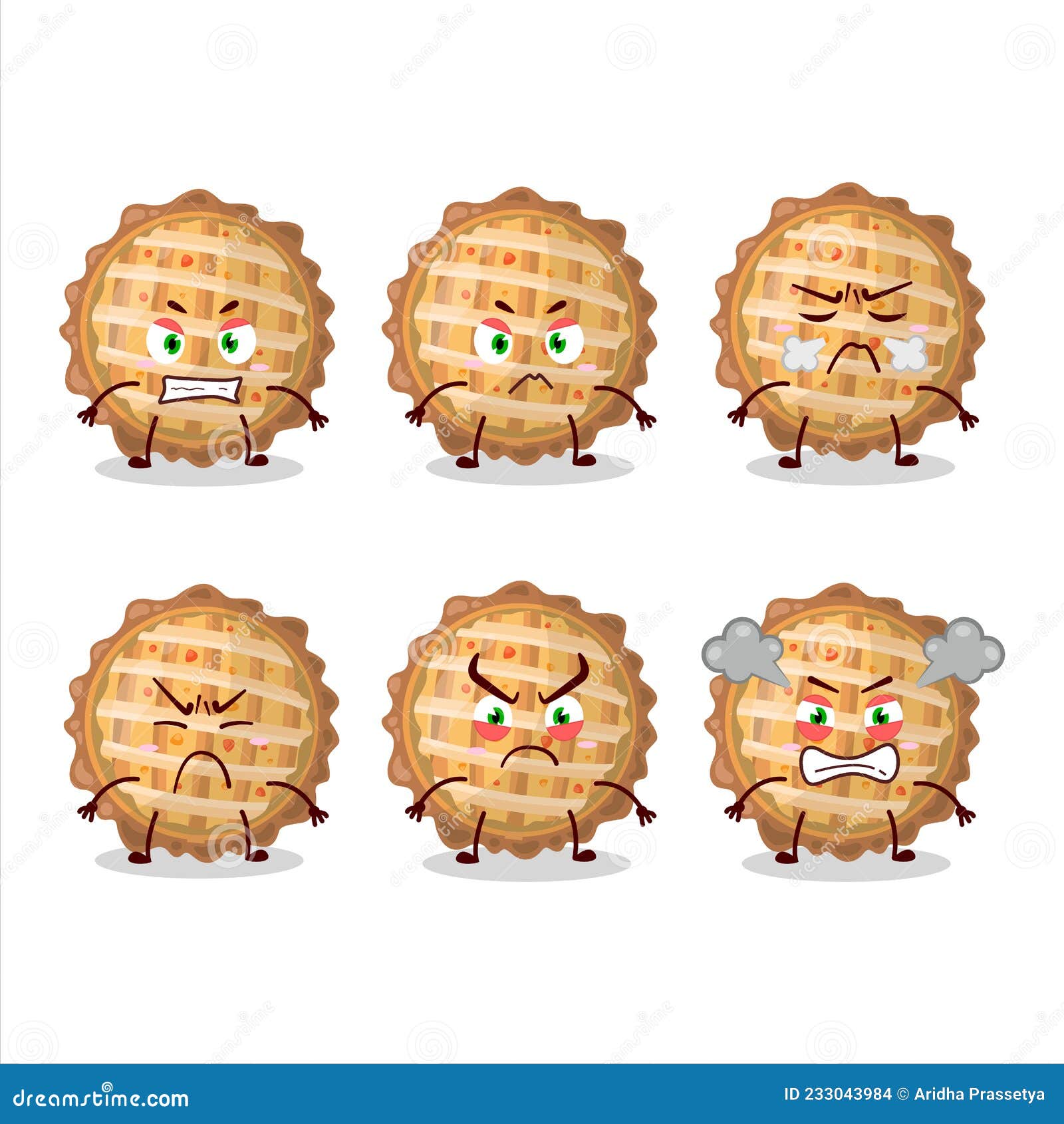 Peach Pie Cartoon Character with Various Angry Expressions Stock Vector ...