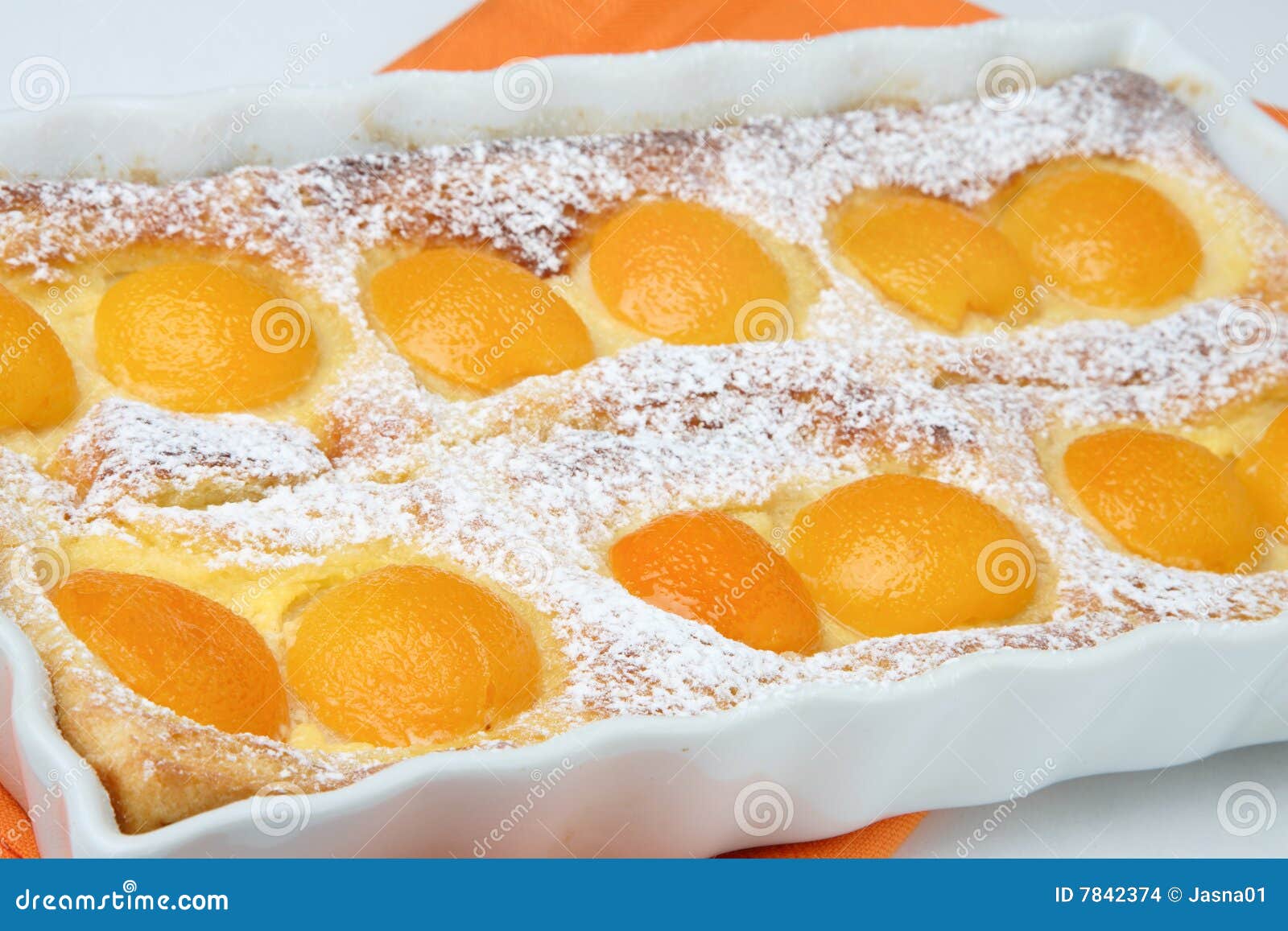 Peach Pie Dessert with Powdered Sugar Stock Photo - Image of peaches ...