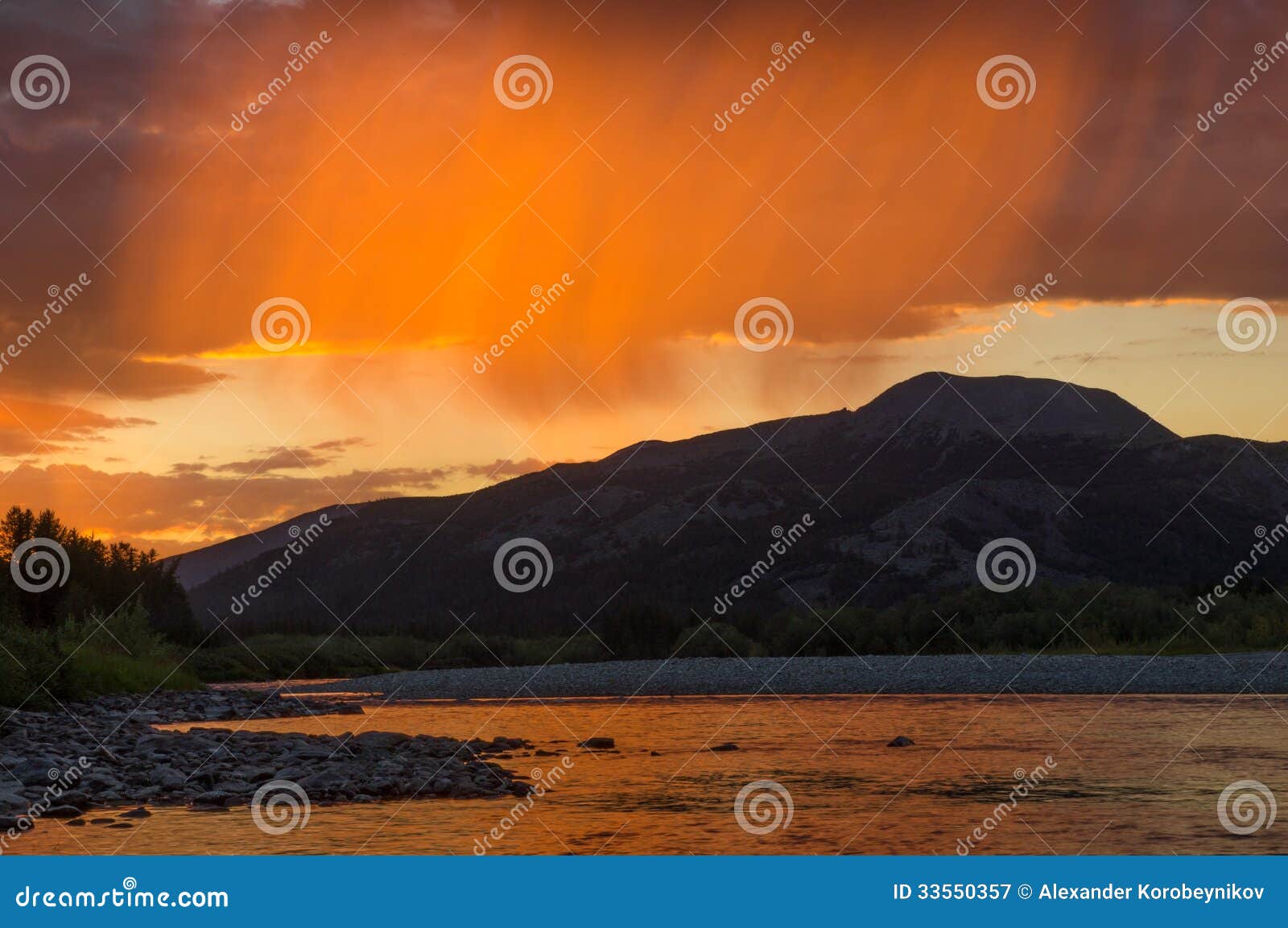 Peach rain at sunset stock image. Image of silhouette - 33550357