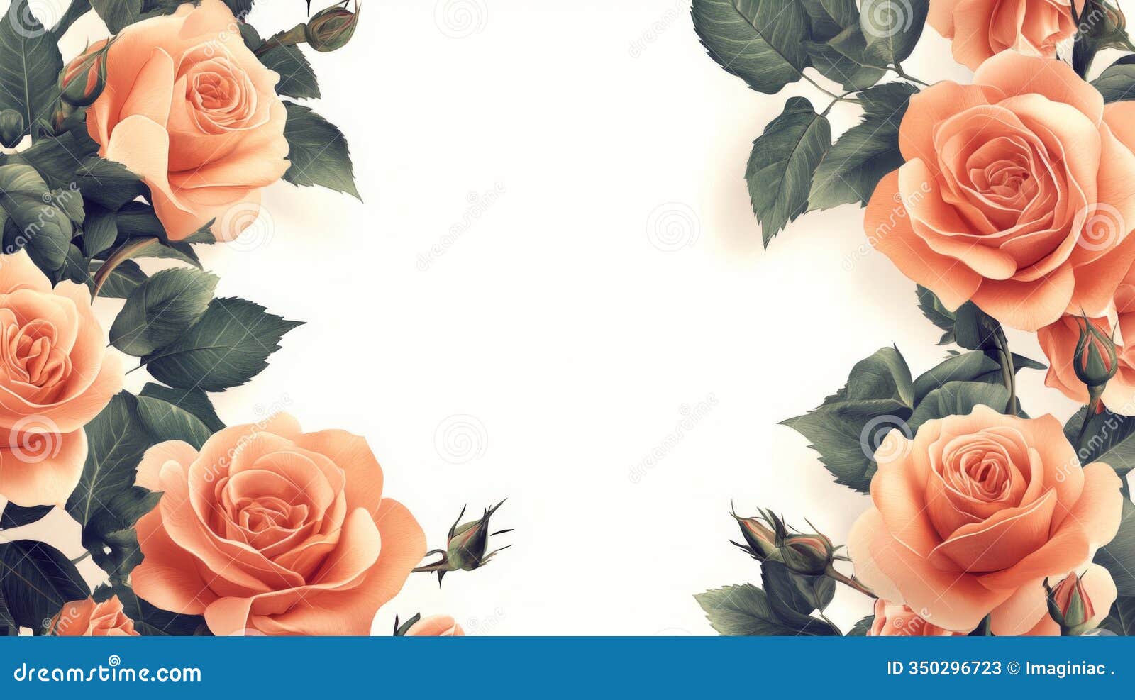 Peach Roses Frame Elegant Floral Design Stock Illustration ...