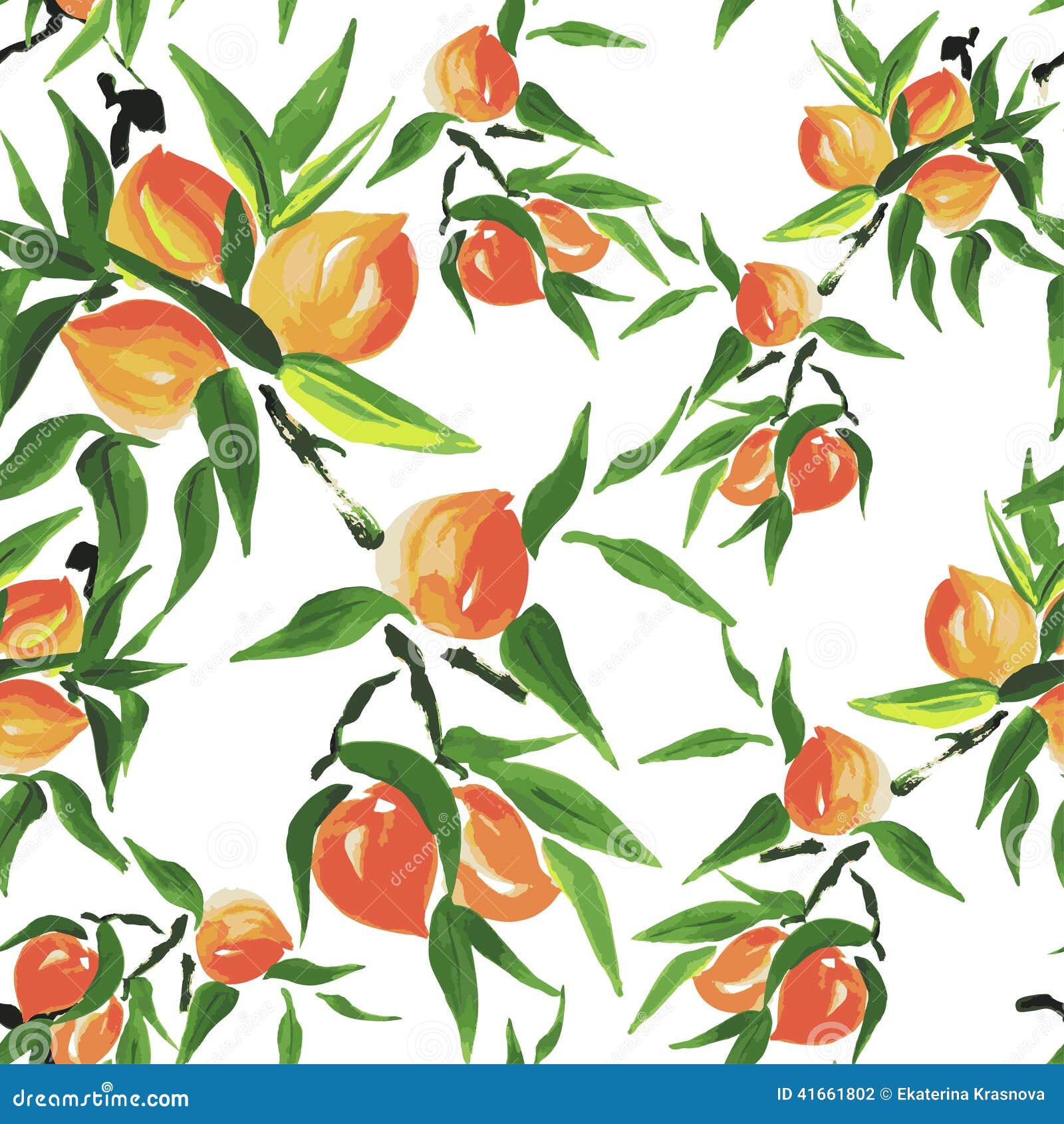 Peach seamless pattern stock vector. Illustration of spring - 41661802