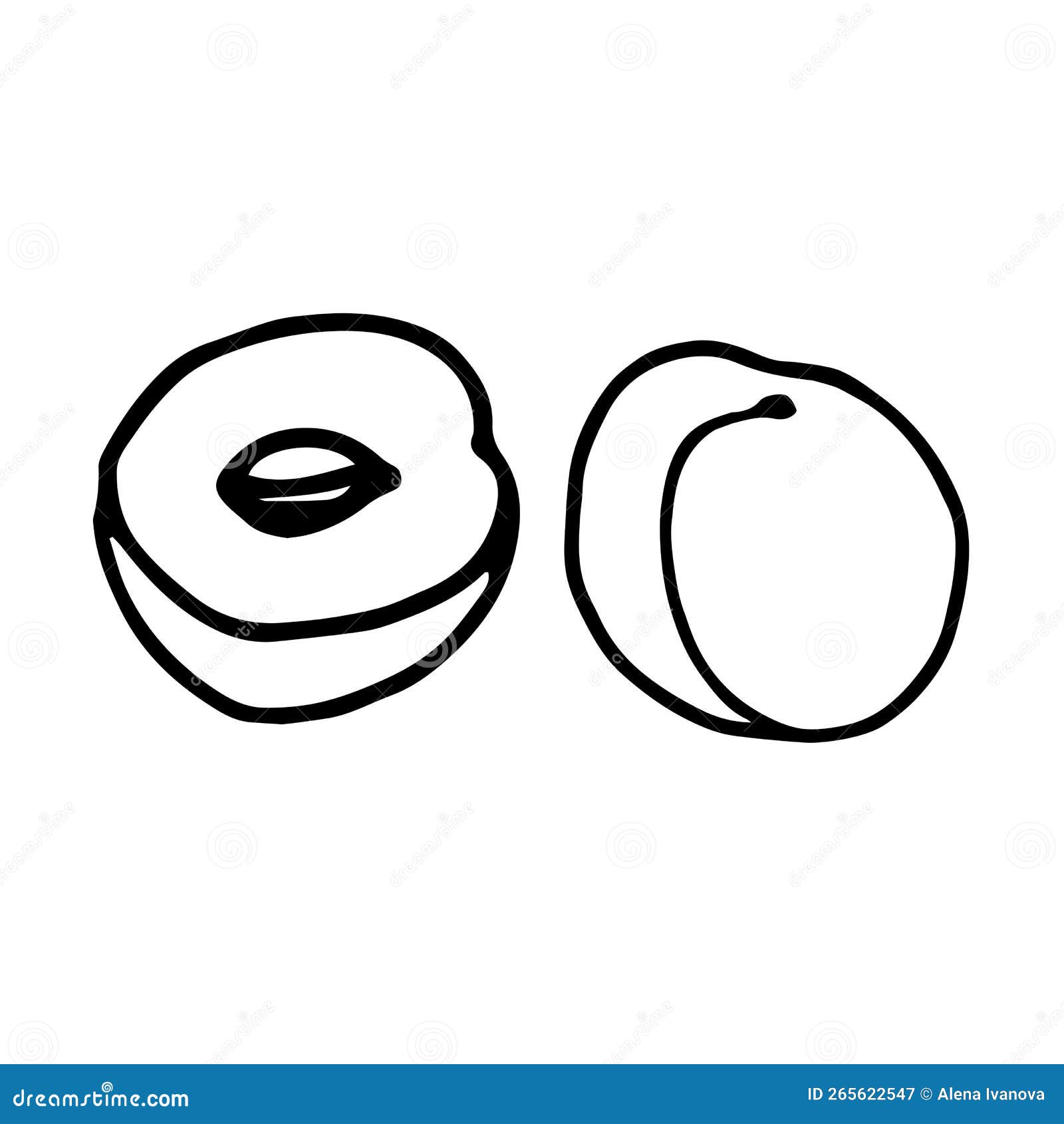 Peach Set Doodle Style Vector Illustration Isolated on White Stock ...