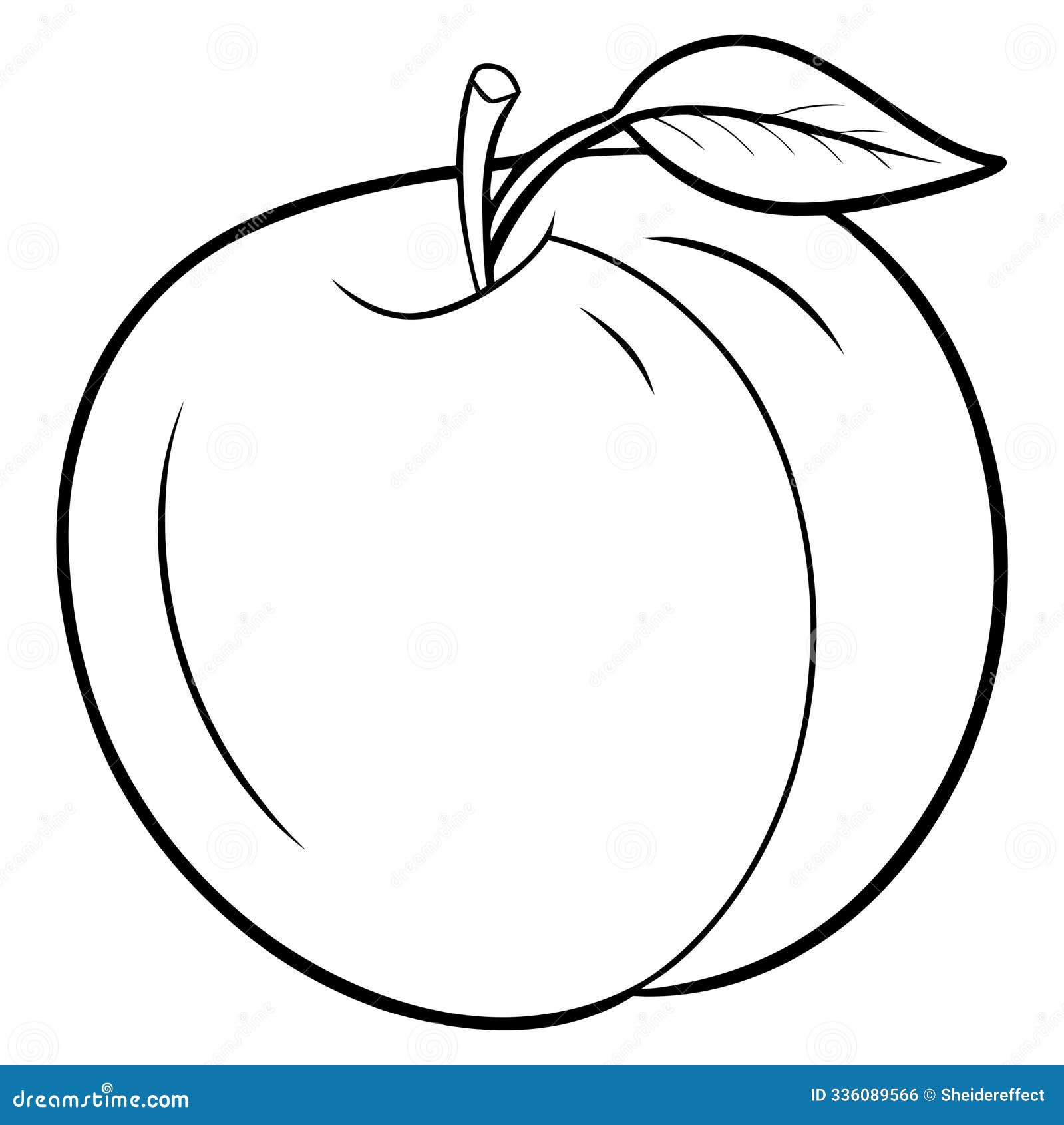 A Peach Is Shown In A Black And White Drawing Royalty-Free Stock Image ...