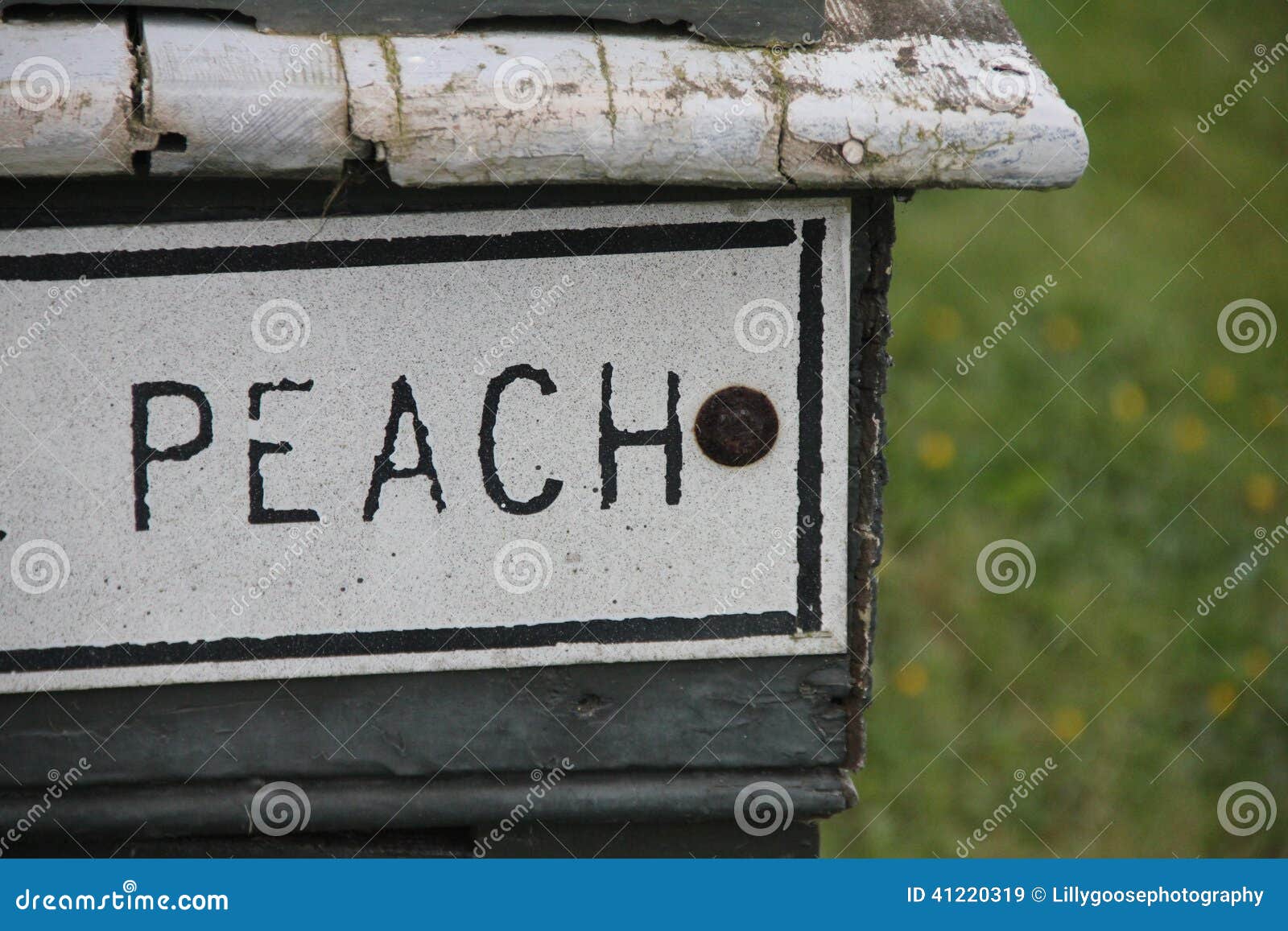 Peach sign stock image. Image of weathered, closeup, white - 41220319