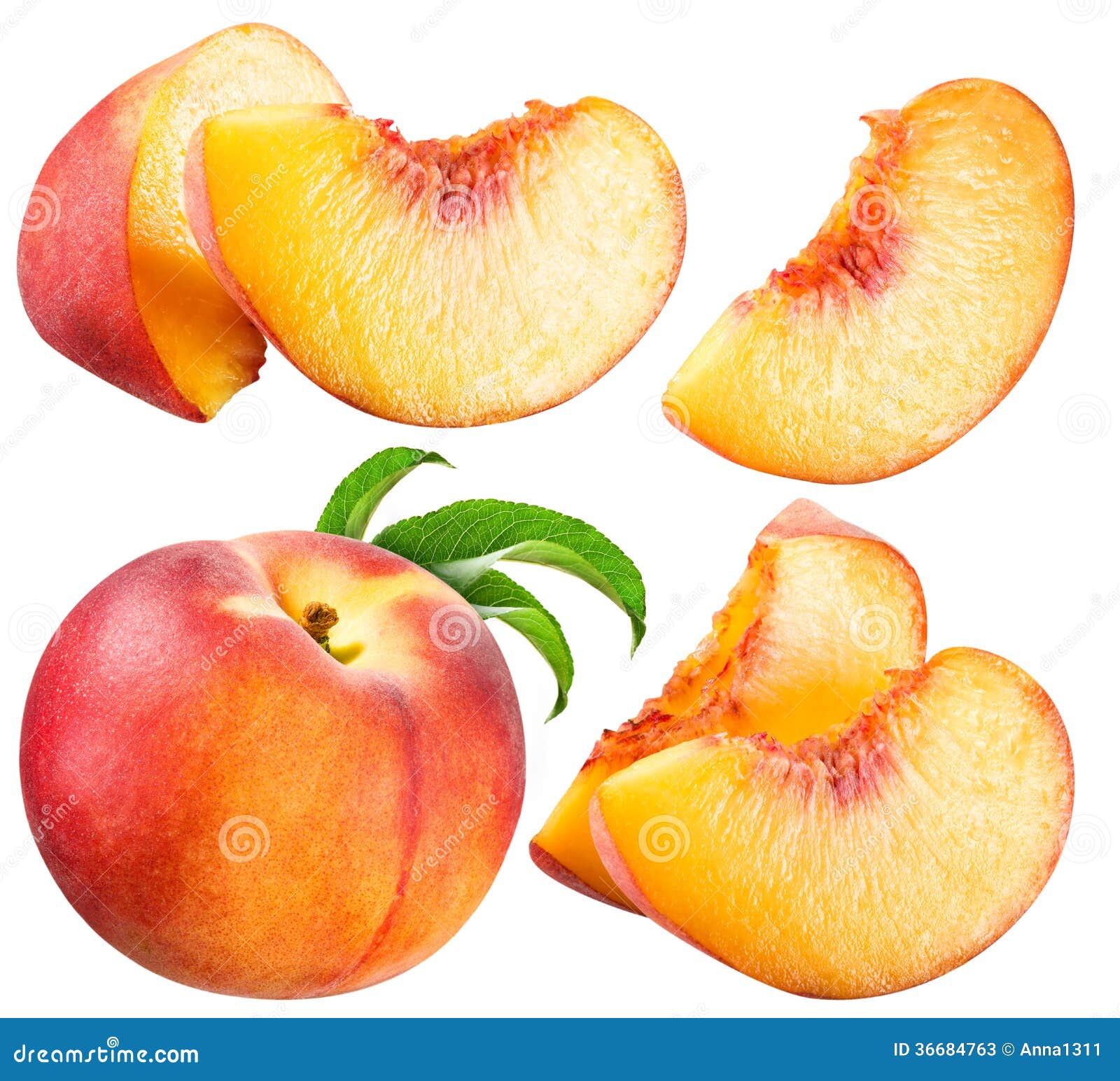 Peach and Slice Isolated on White Stock Image - Image of piece, healthy ...