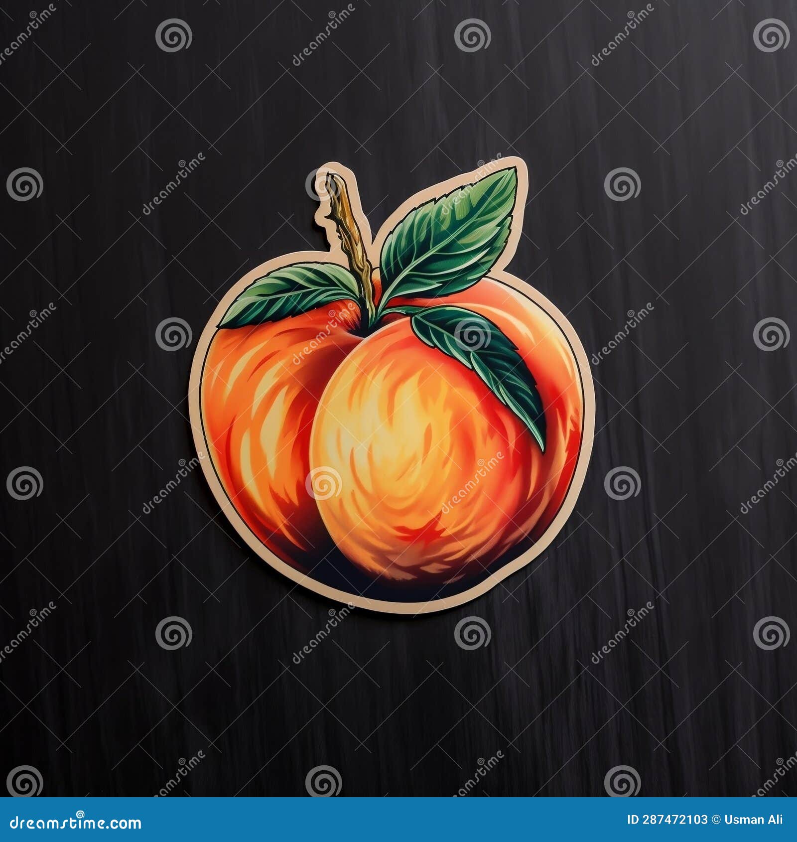Peach Sticker. Peach Icon. Fruit Colorful Clip Art. Black And White ...