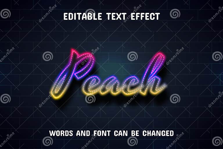 Peach Text - Neon Style Text Effect Stock Vector - Illustration of ...