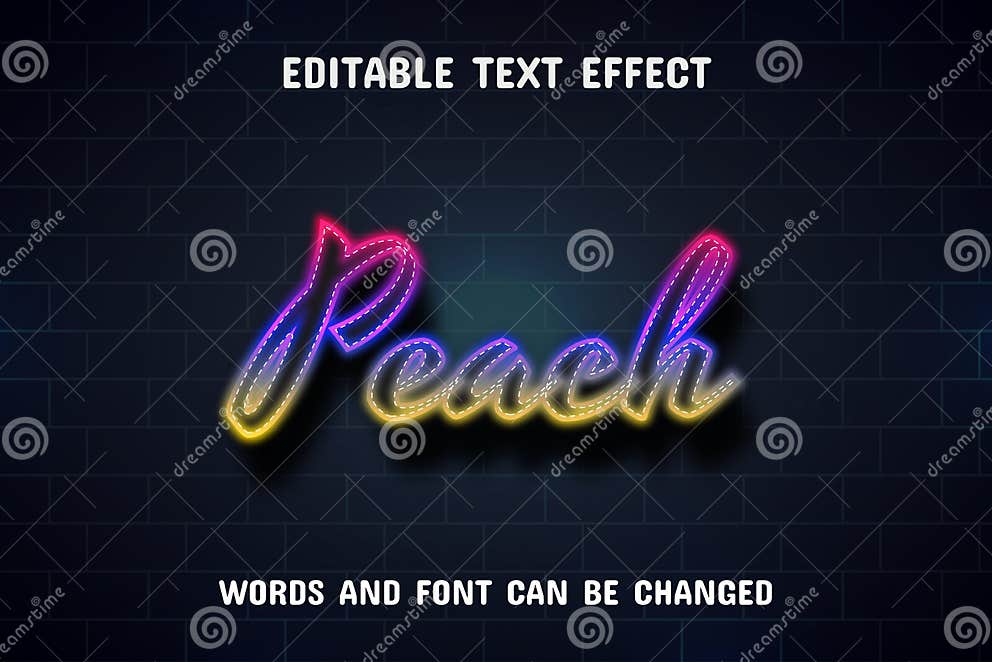 Peach Text - Neon Style Text Effect Stock Vector - Illustration of ...