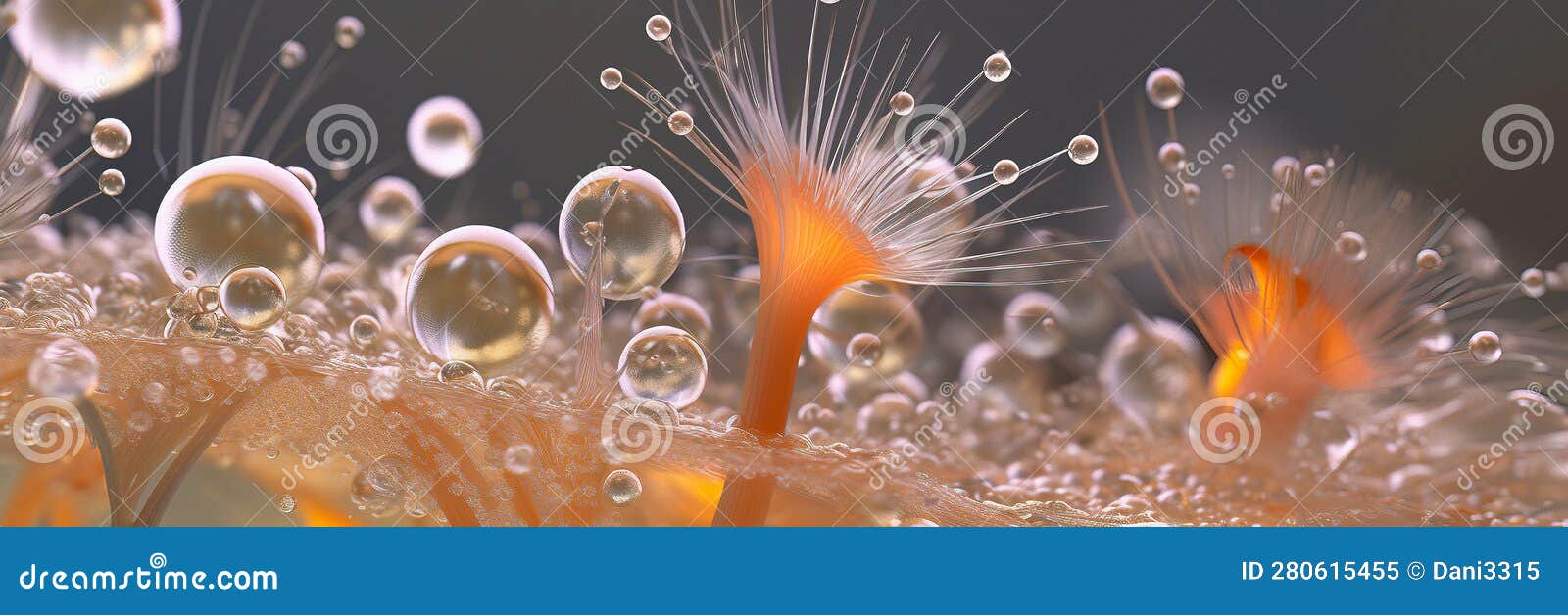 Peach Translucent Plant: Intricate Details and Delicate Water Drops ...