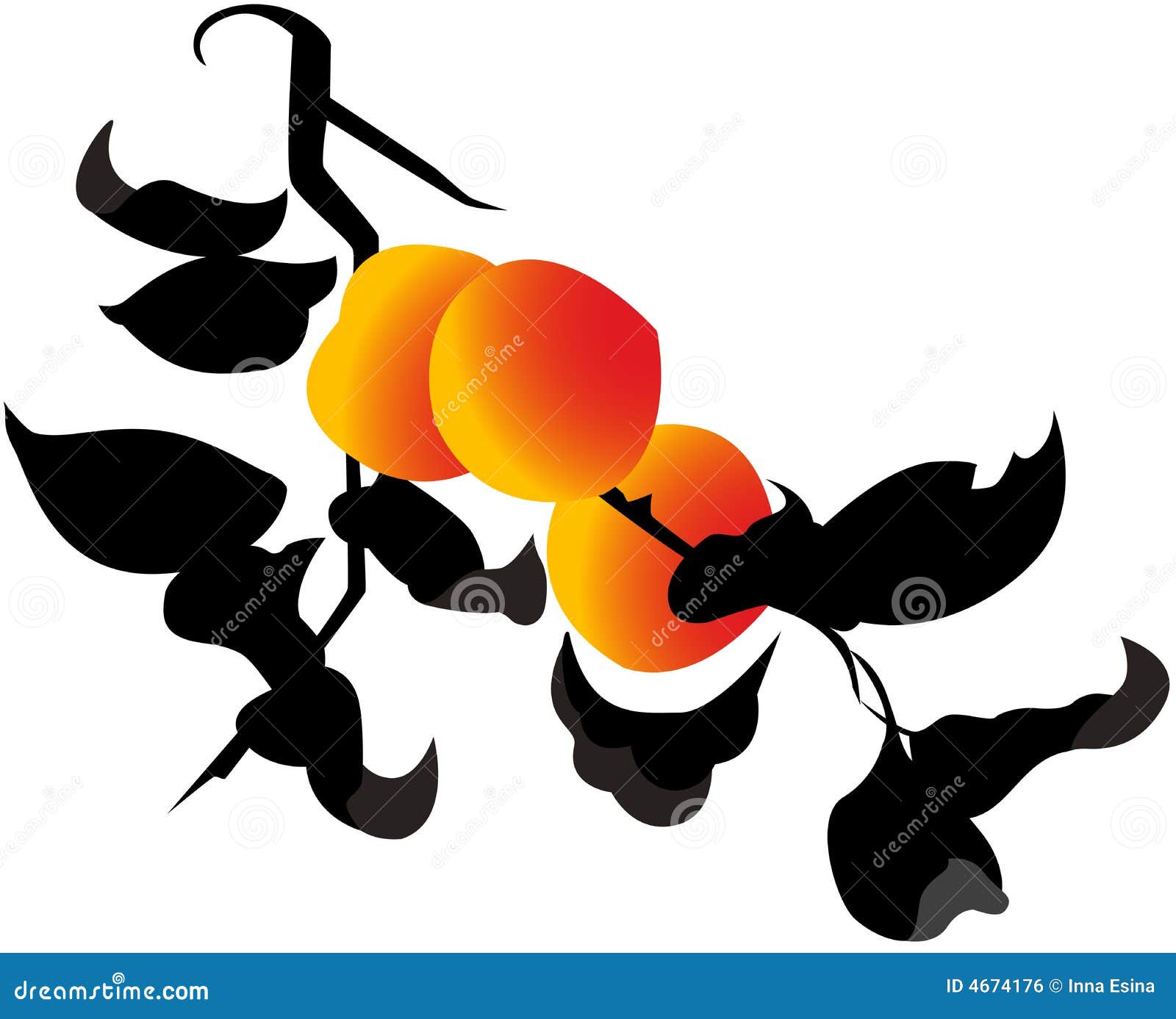 Peach Tree Vector Illustration In Flat Design Isolated On White ...