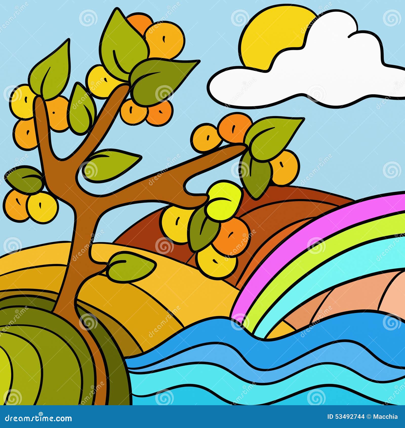 Peach tree stock illustration. Illustration of summer - 53492744
