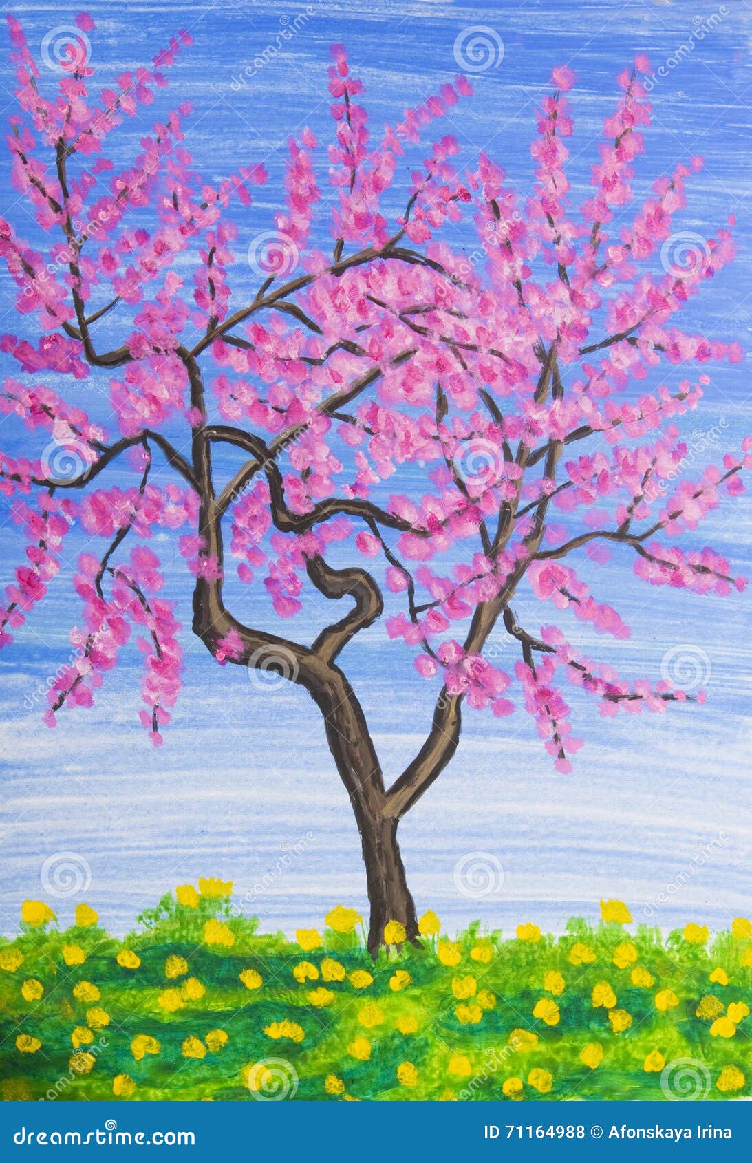 Peach tree, painting stock illustration. Illustration of peach - 71164988